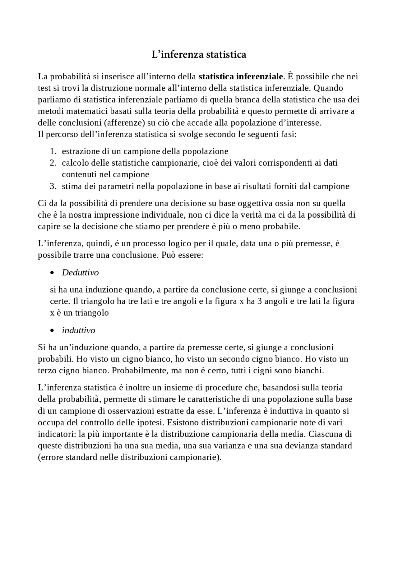 Linferenza Statistica Docsity