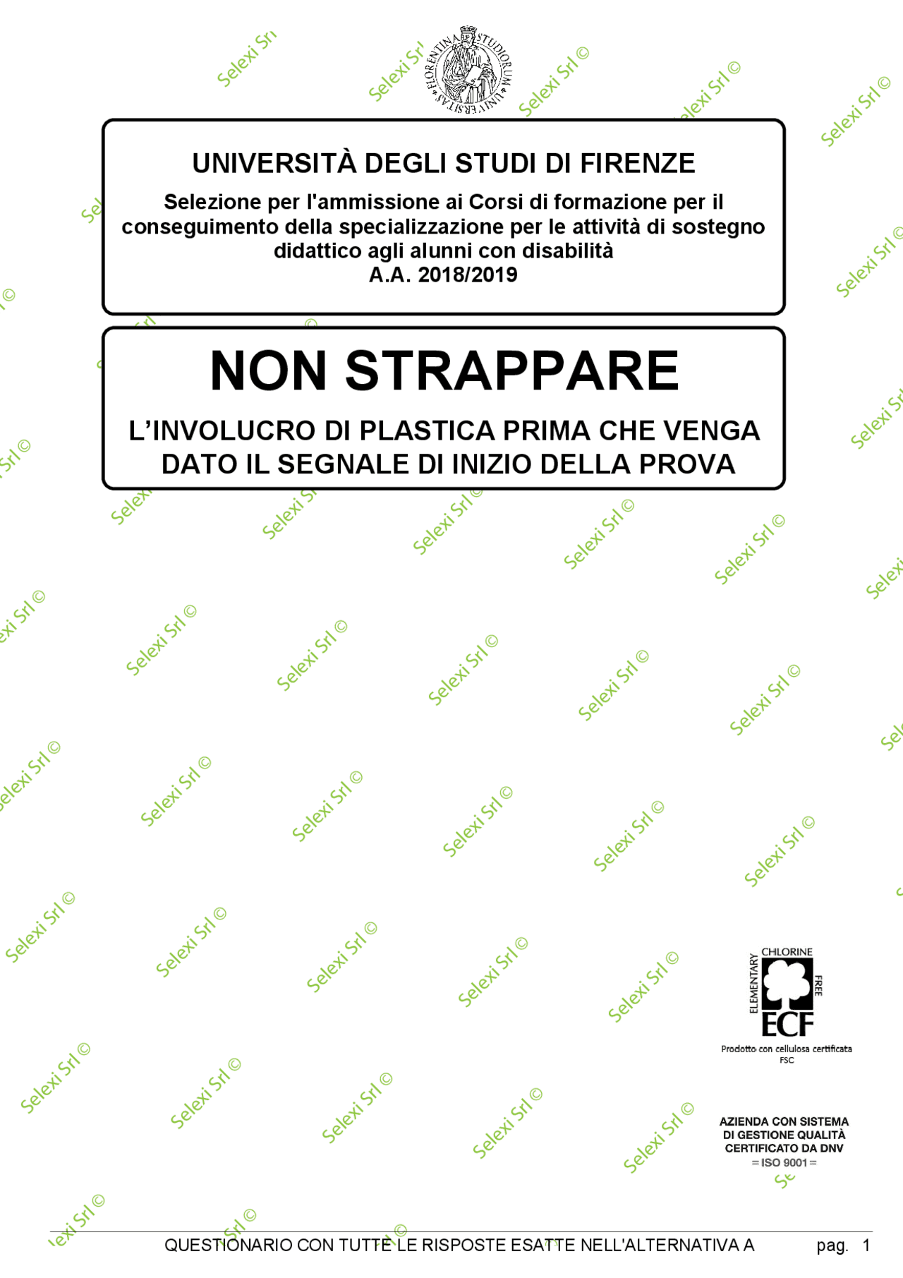 Tfa Sostegno Uni Firenze Iii Ciclo Primo Grado Docsity
