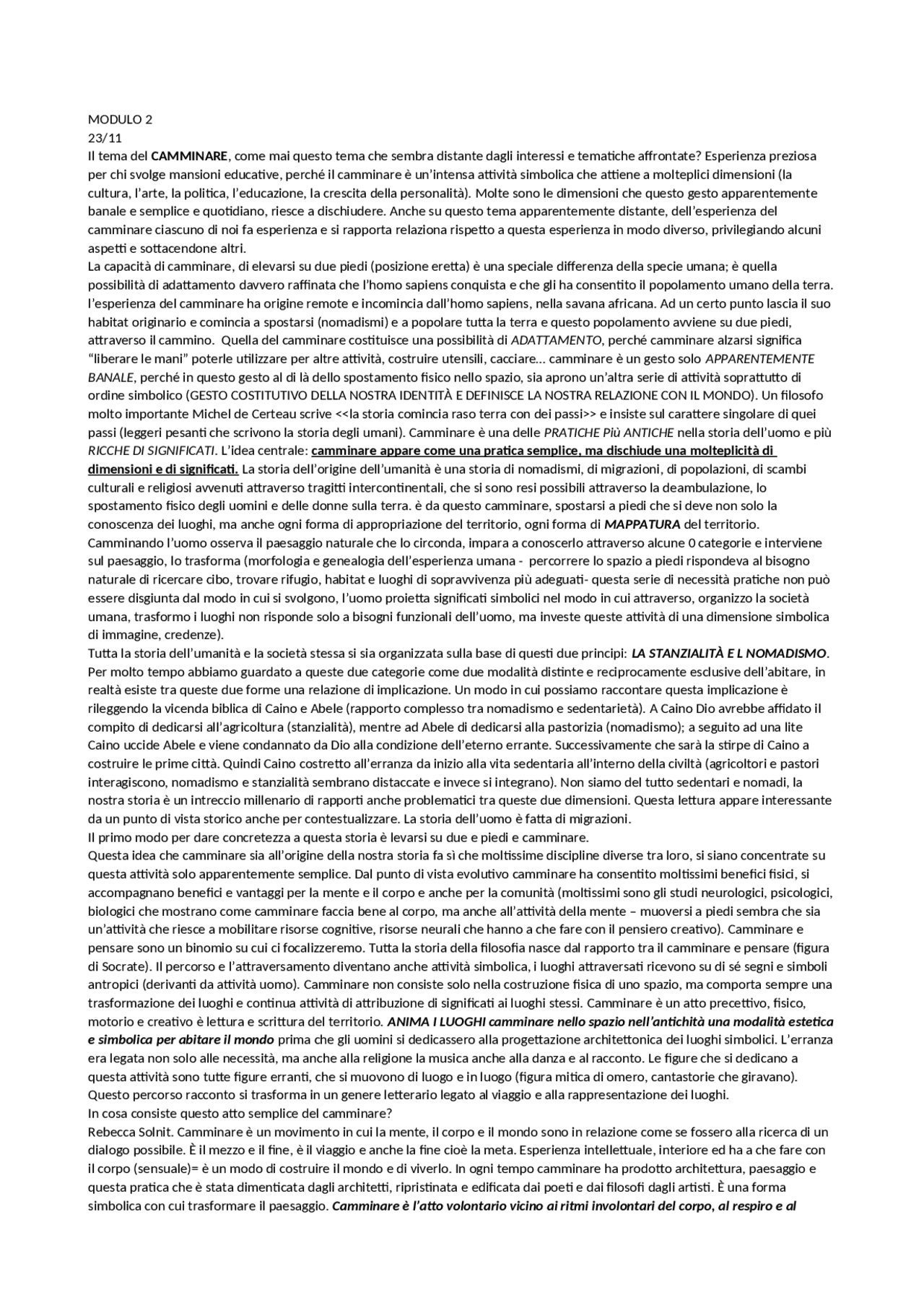 Appunti Modulo 2 Di Filosofia Delleducazione Camminare Docsity