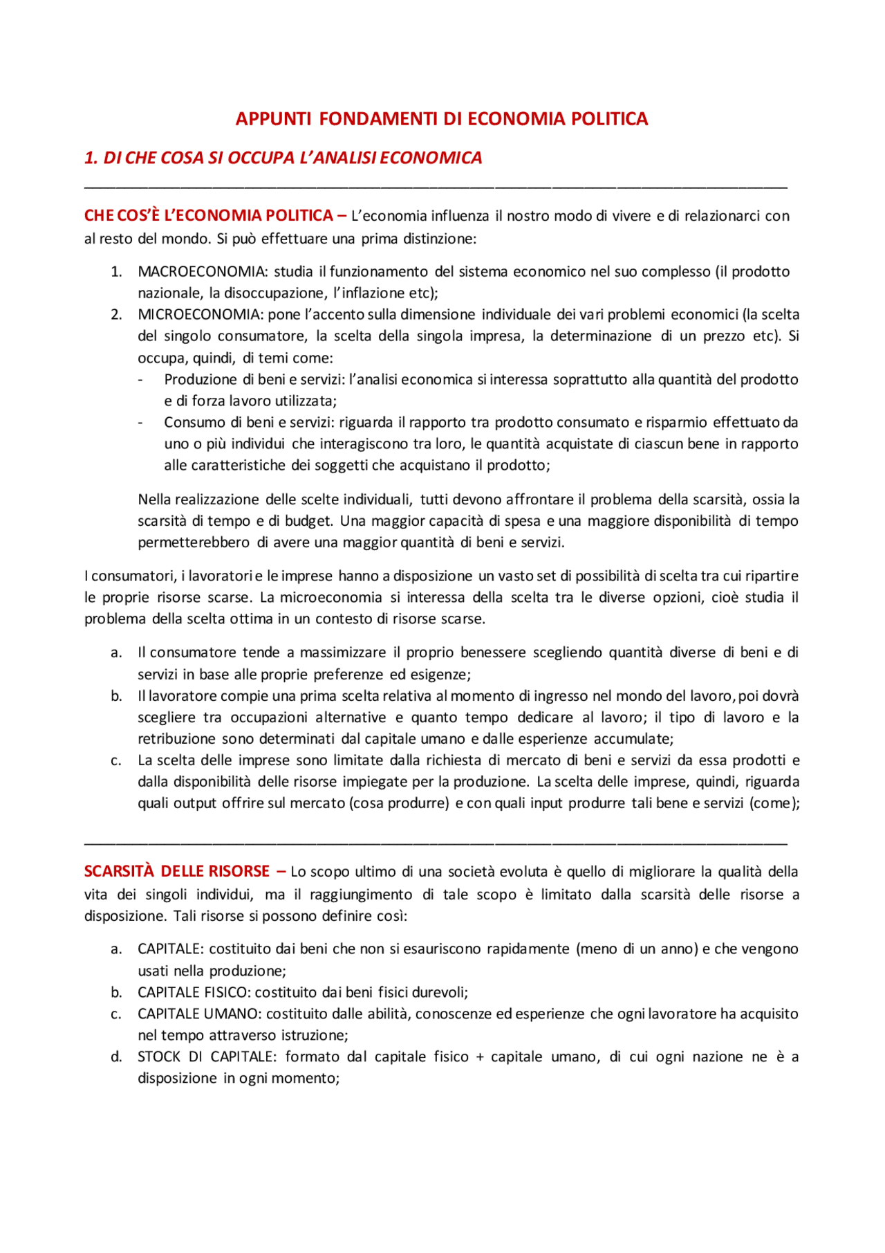 Appunti Completi Microeconomia Docsity