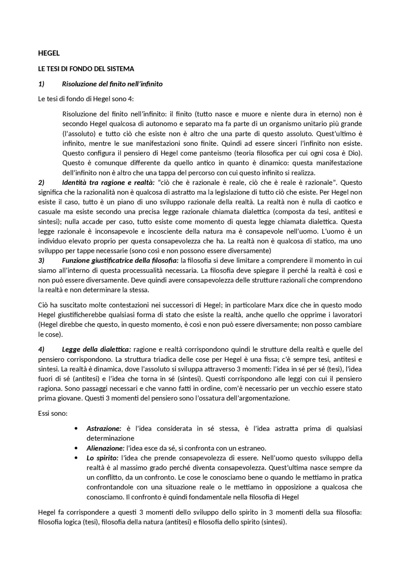 La Filosofia Di Hegel Docsity