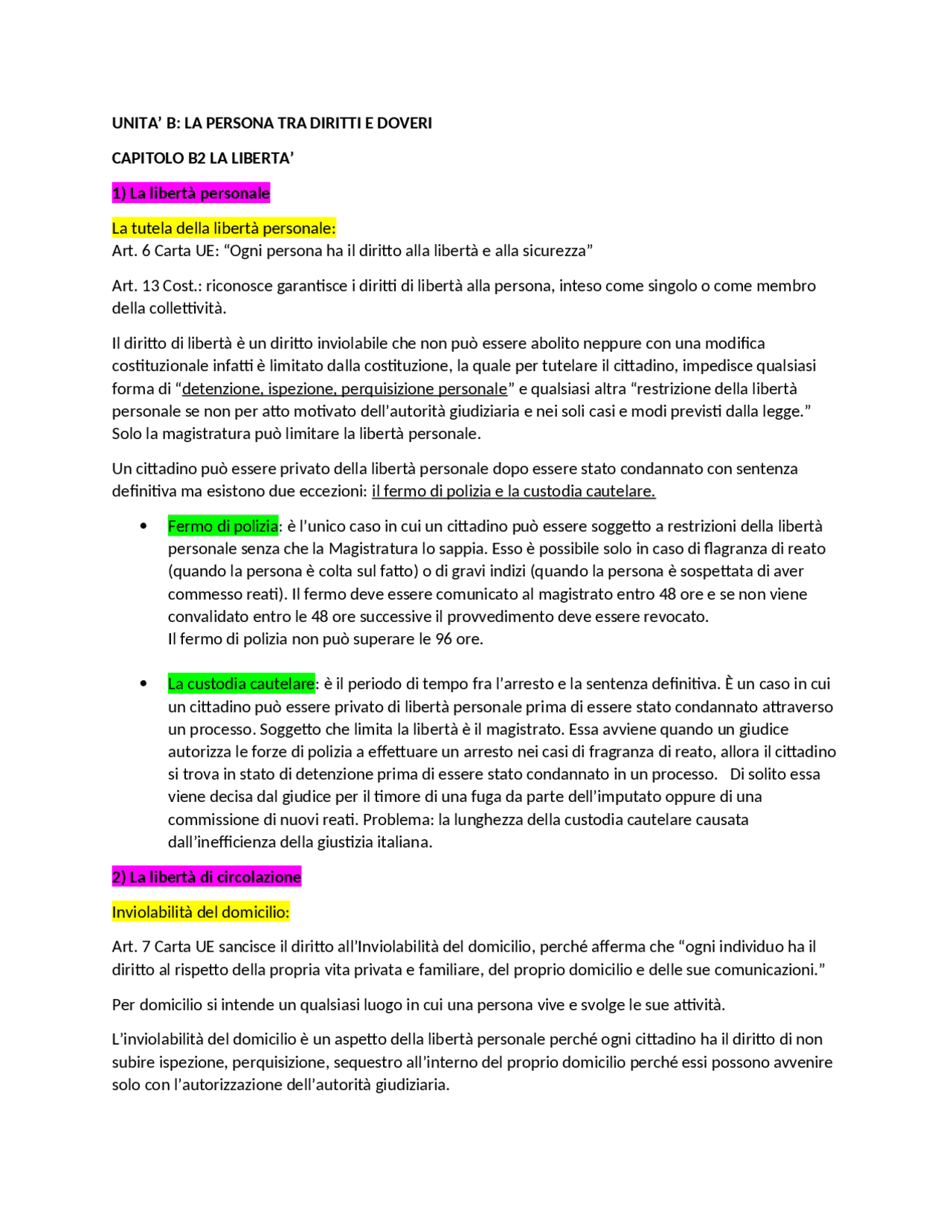 La Persona Tra Diritti E Doveri Docsity