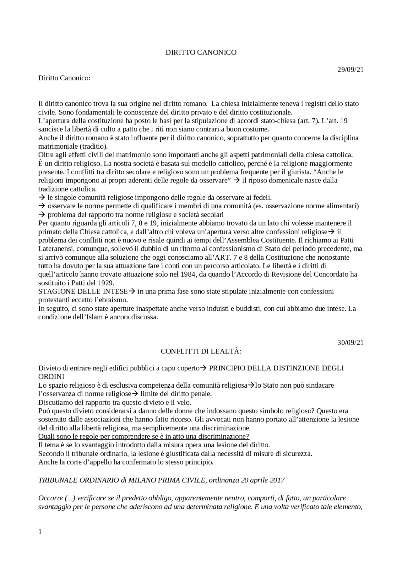 Lezioni Di Diritto Canonico Docsity