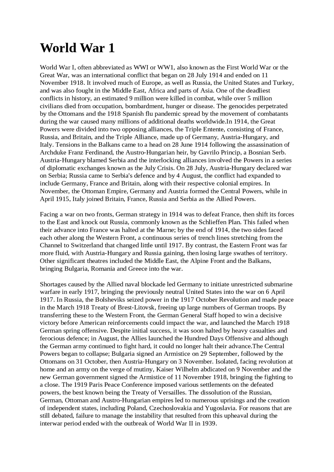 World War One Essay Questions And Answers | Sitedoct.org