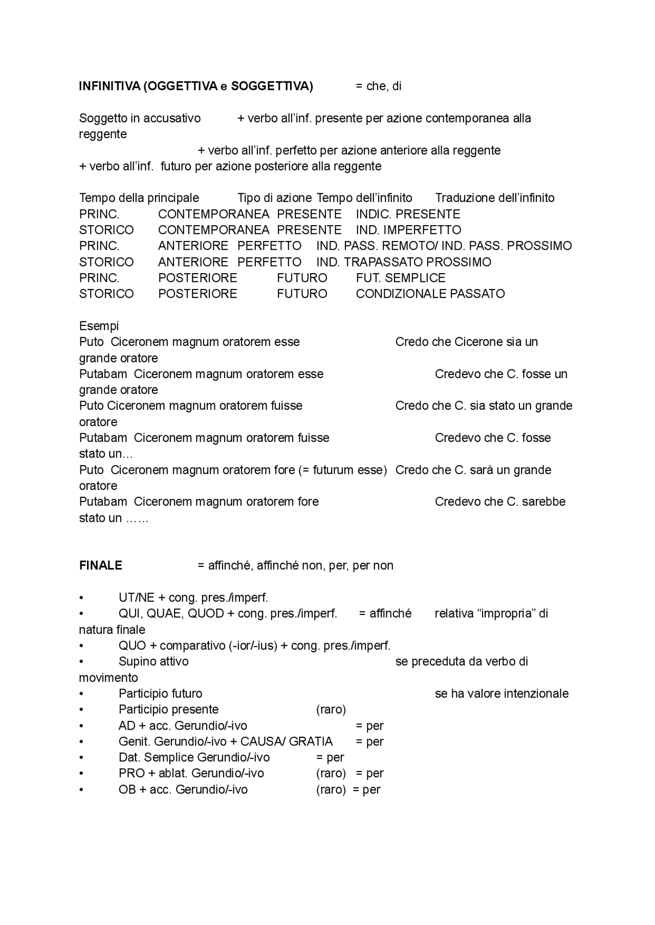Tipi Di Subordinate Latine Docsity