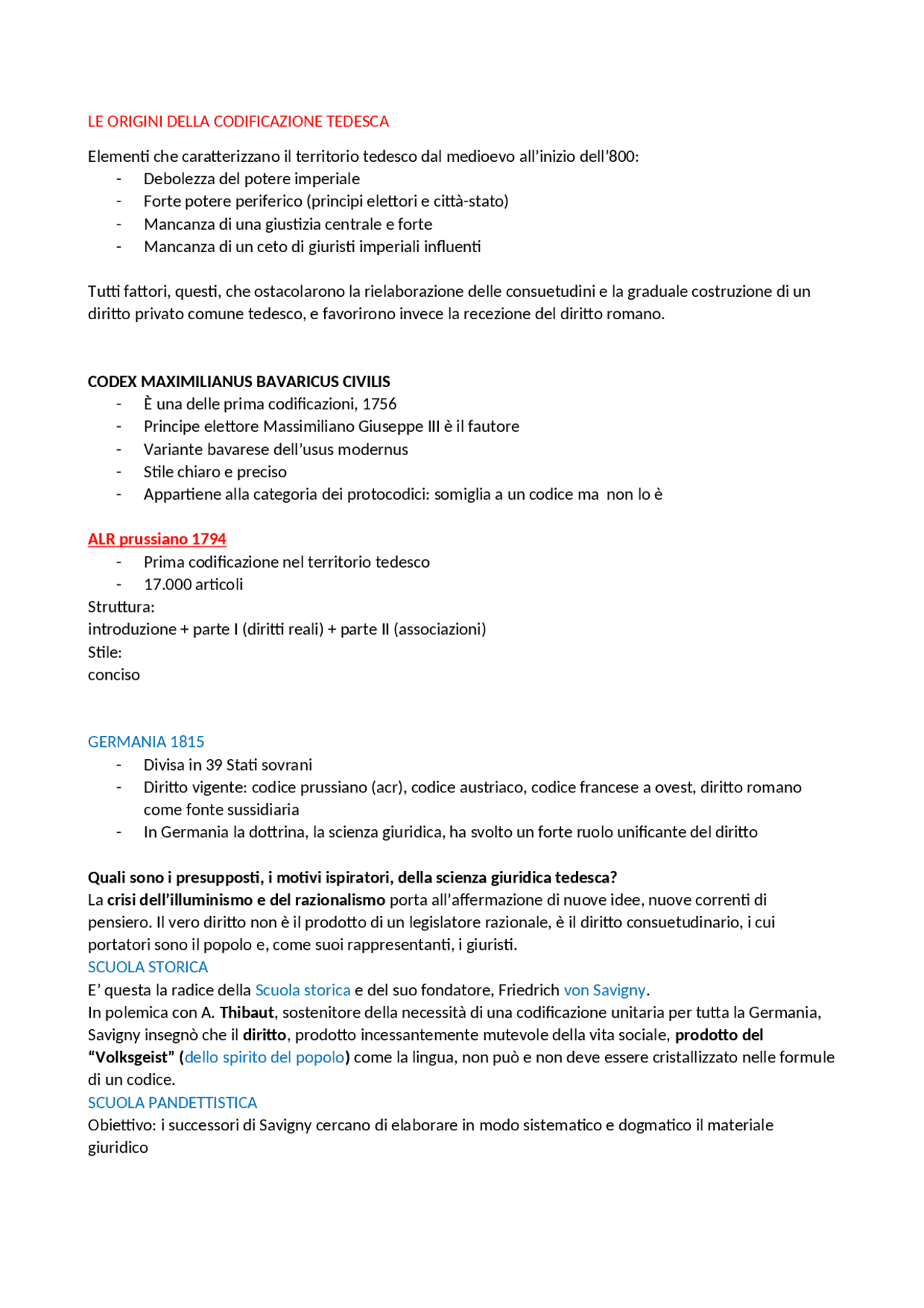 Il Sistema Tedesco E Codificazione Docsity