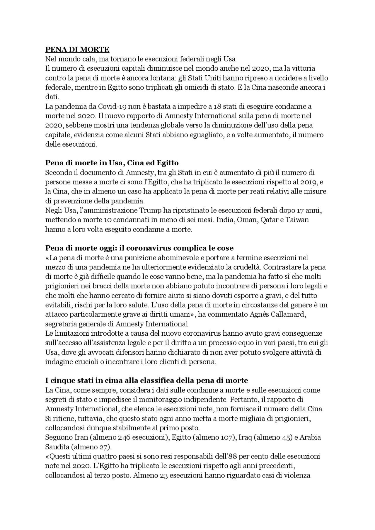 Appunti Sulla Pena Di Morte Docsity