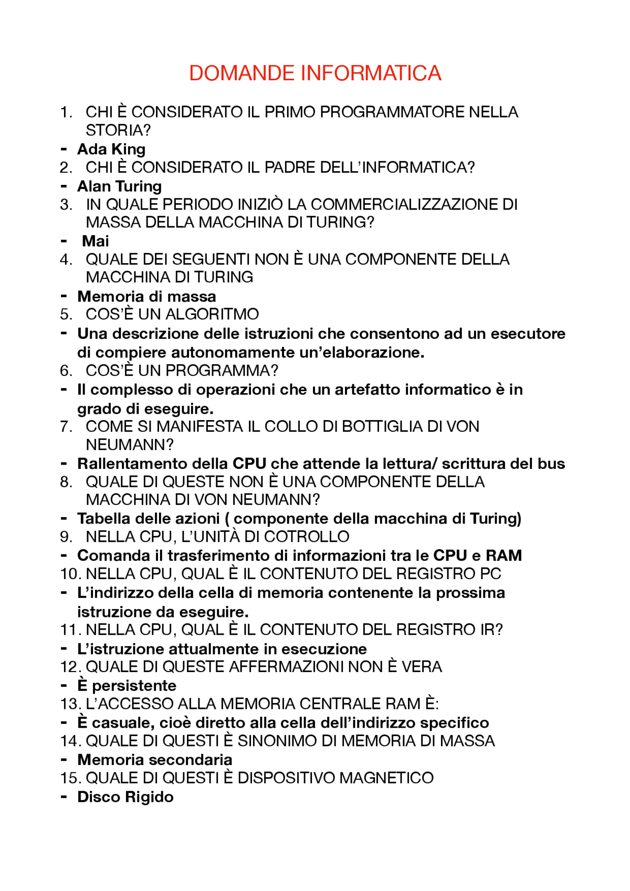 Domande E Risposte Slides Per Esame Schemi E Mappe Concettuali Di