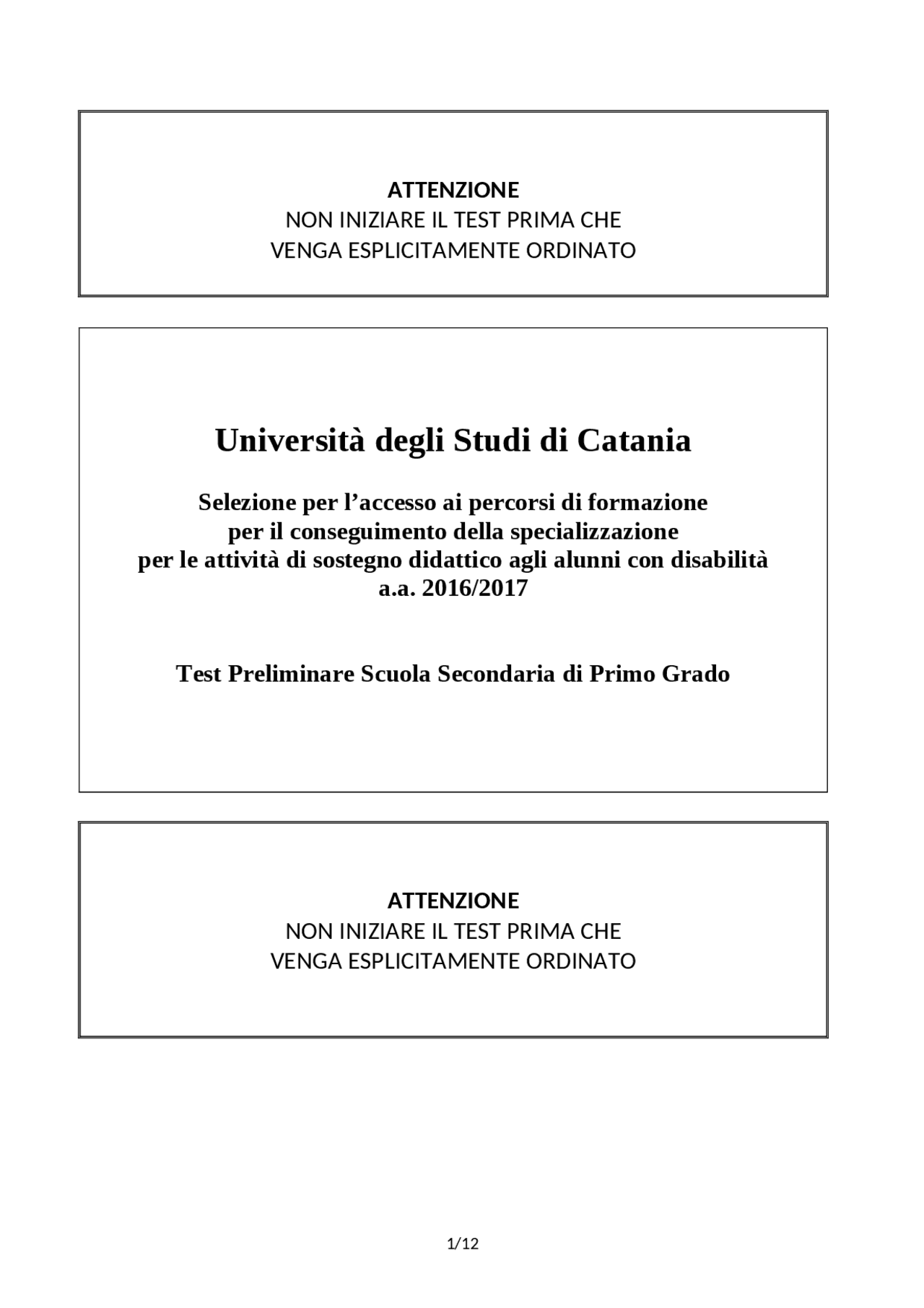 Tfa Sostegno Uni Ct Iii Ciclo 2016 2017 Docsity