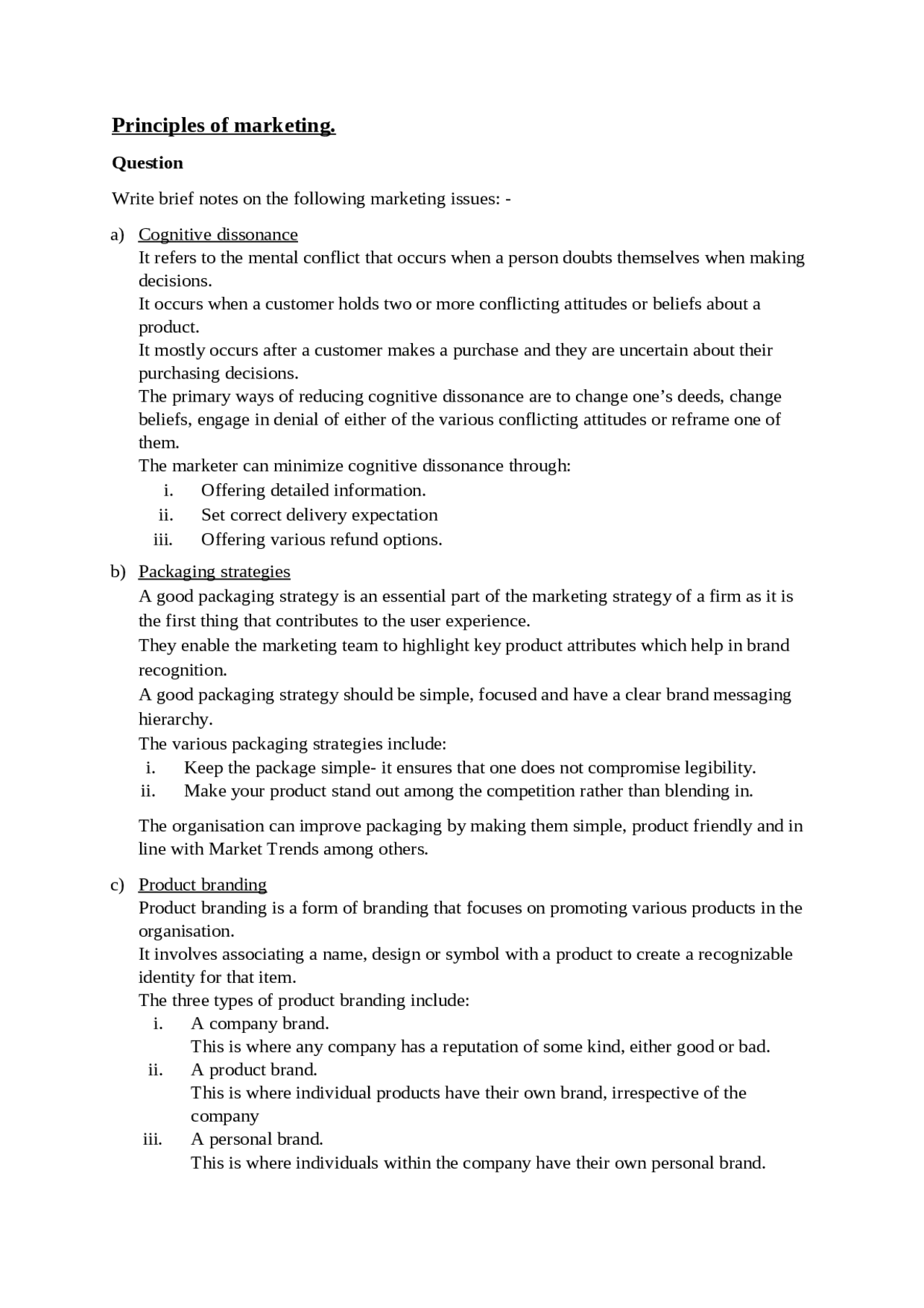 Principles Of Marketing Docsity