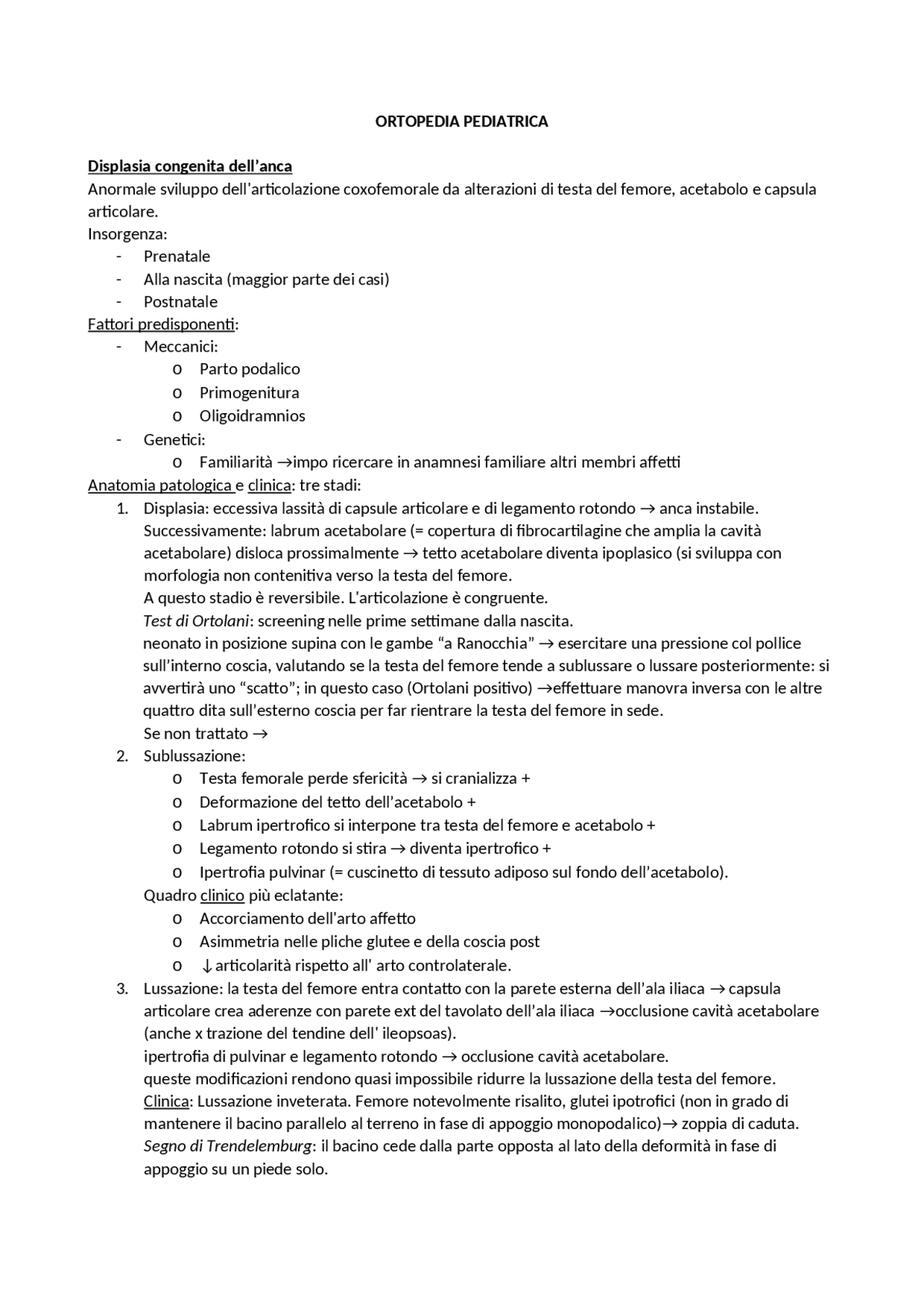 Riassunti Ortopedia Docsity