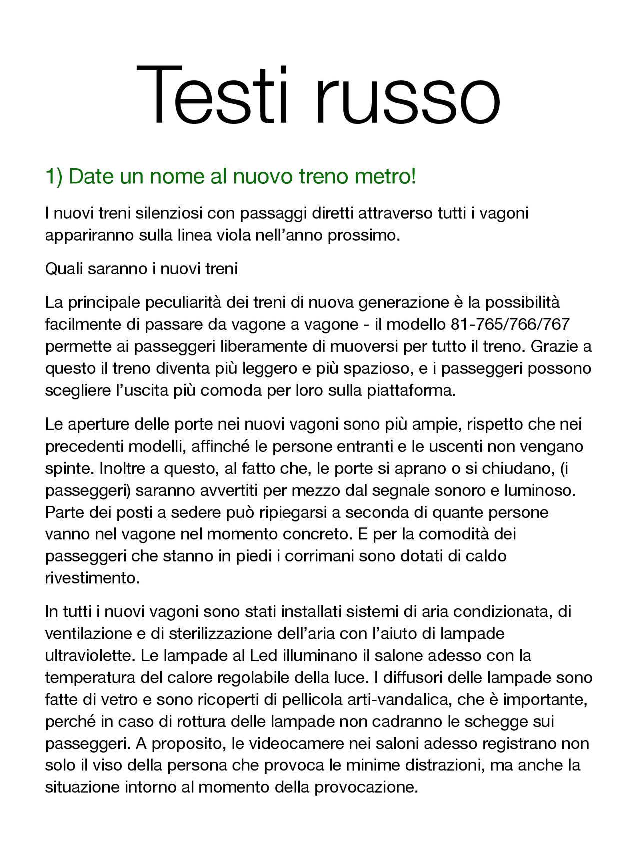 Testi russo tradotti - Docsity