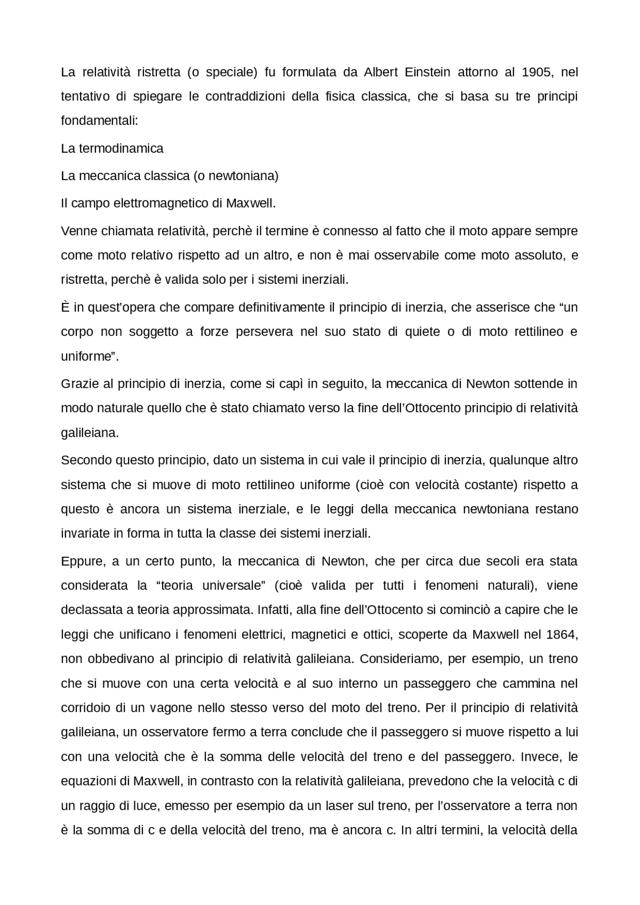 Einstein E La Relatività Ristretta Appunti Di Fisica Docsity