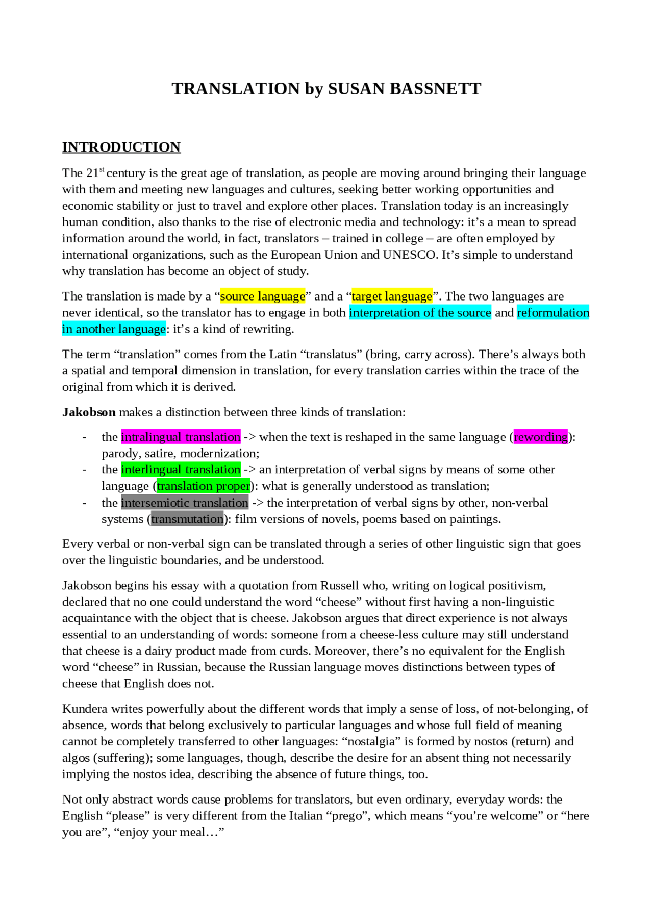 Translation Sintesi Approfondita Di Introduzione E Capitoli 1 2 E 3