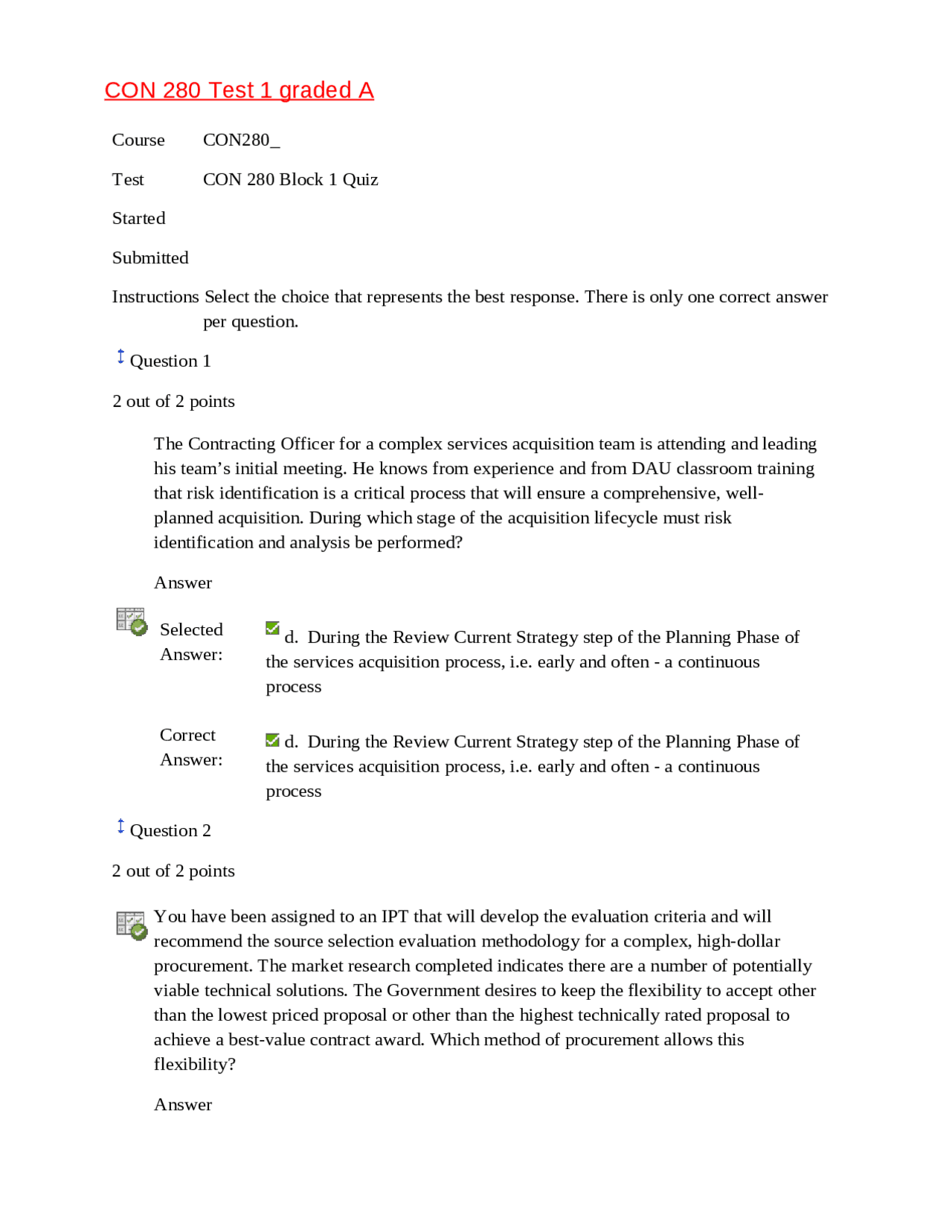 CON 280 Test 1 graded A - Docsity