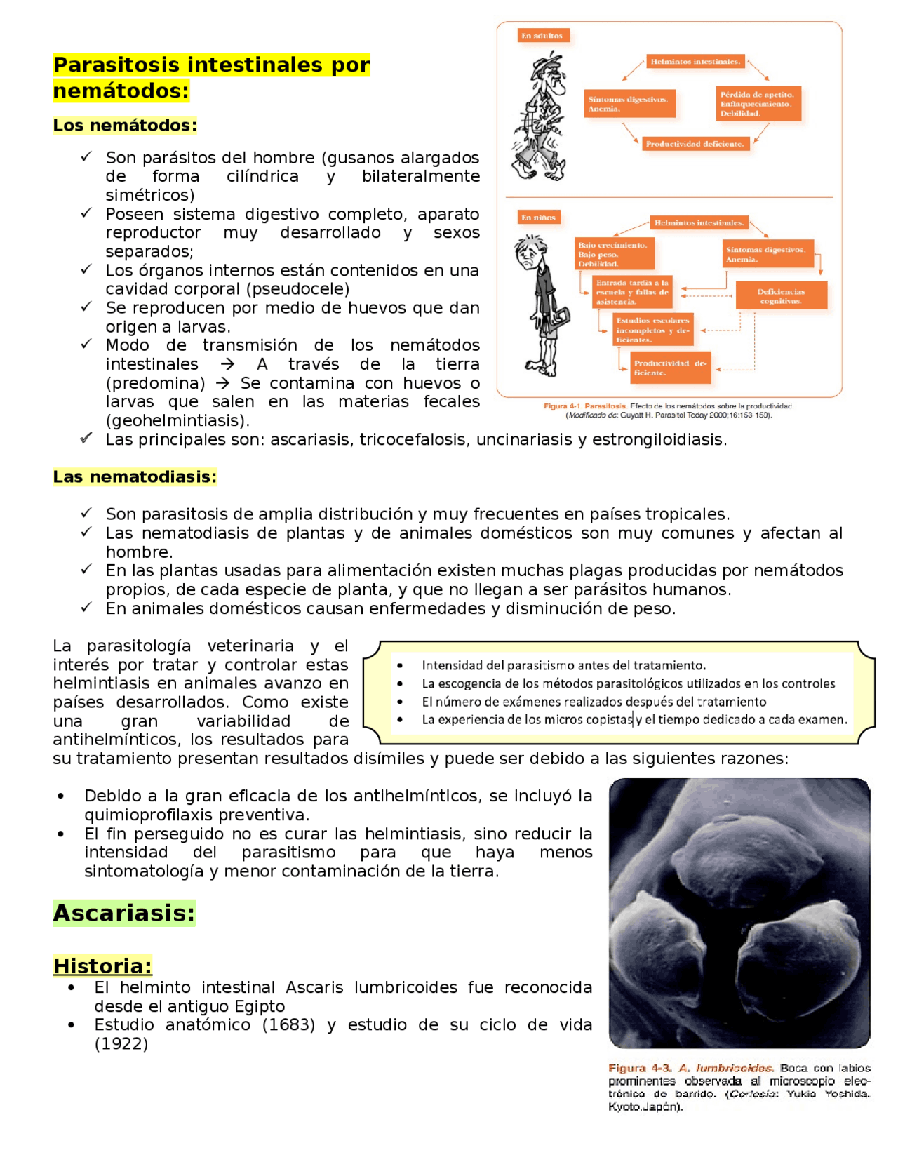 Parasitosis intestinales por nematodos - Docsity