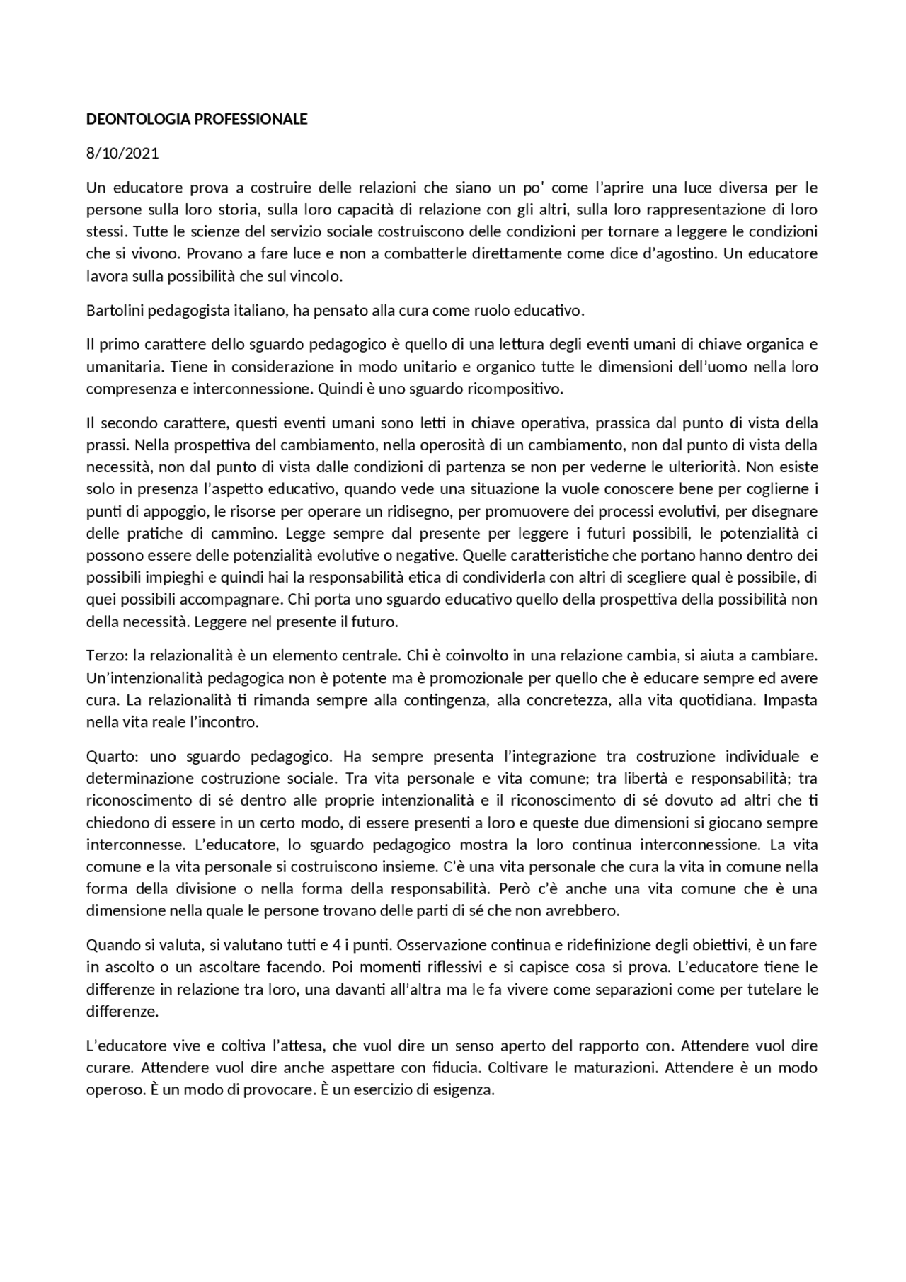 Appunti Deontologia Professionale Docsity