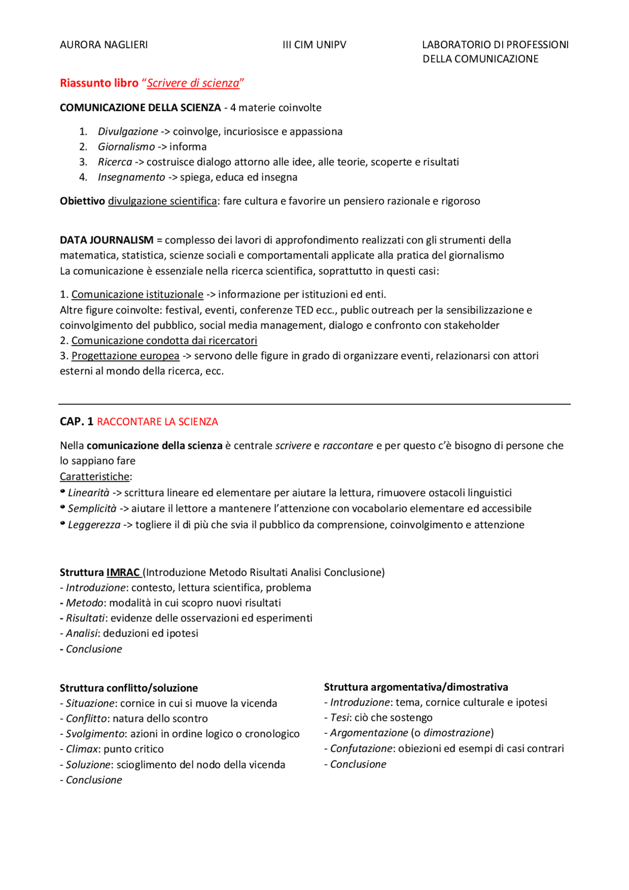 Riassunto Scrivere Di Scienza Prof Ragusa Docsity
