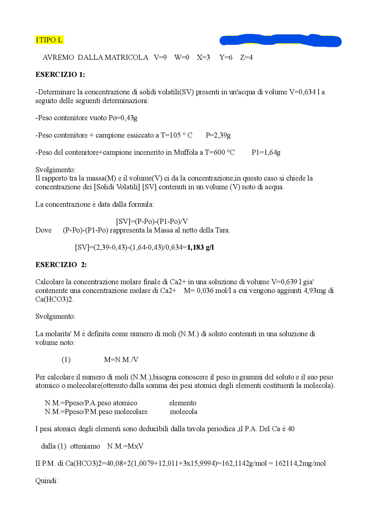 Elaborato 1l Ingegneria Ambientale Superato Docsity