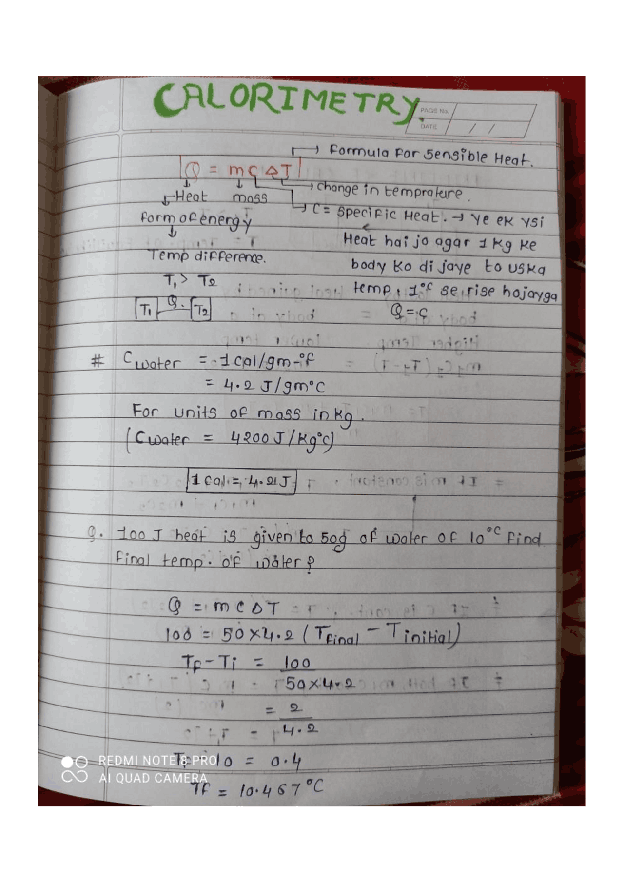 Physics - Calorimetry Handwritten Colorful Complete Notes | Study notes ...