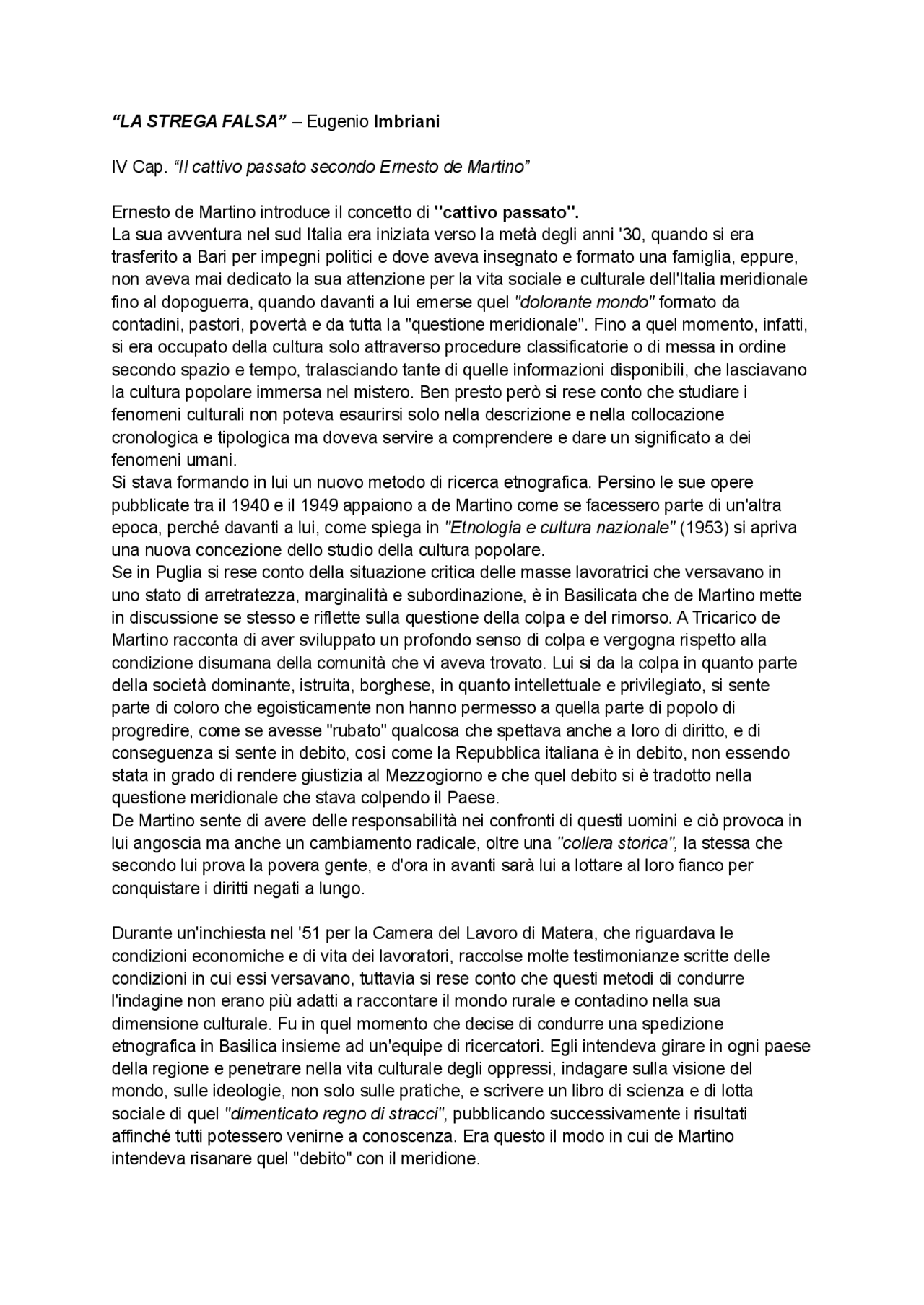 La Strega Falsa Iv Capitolo Riassunto Docsity
