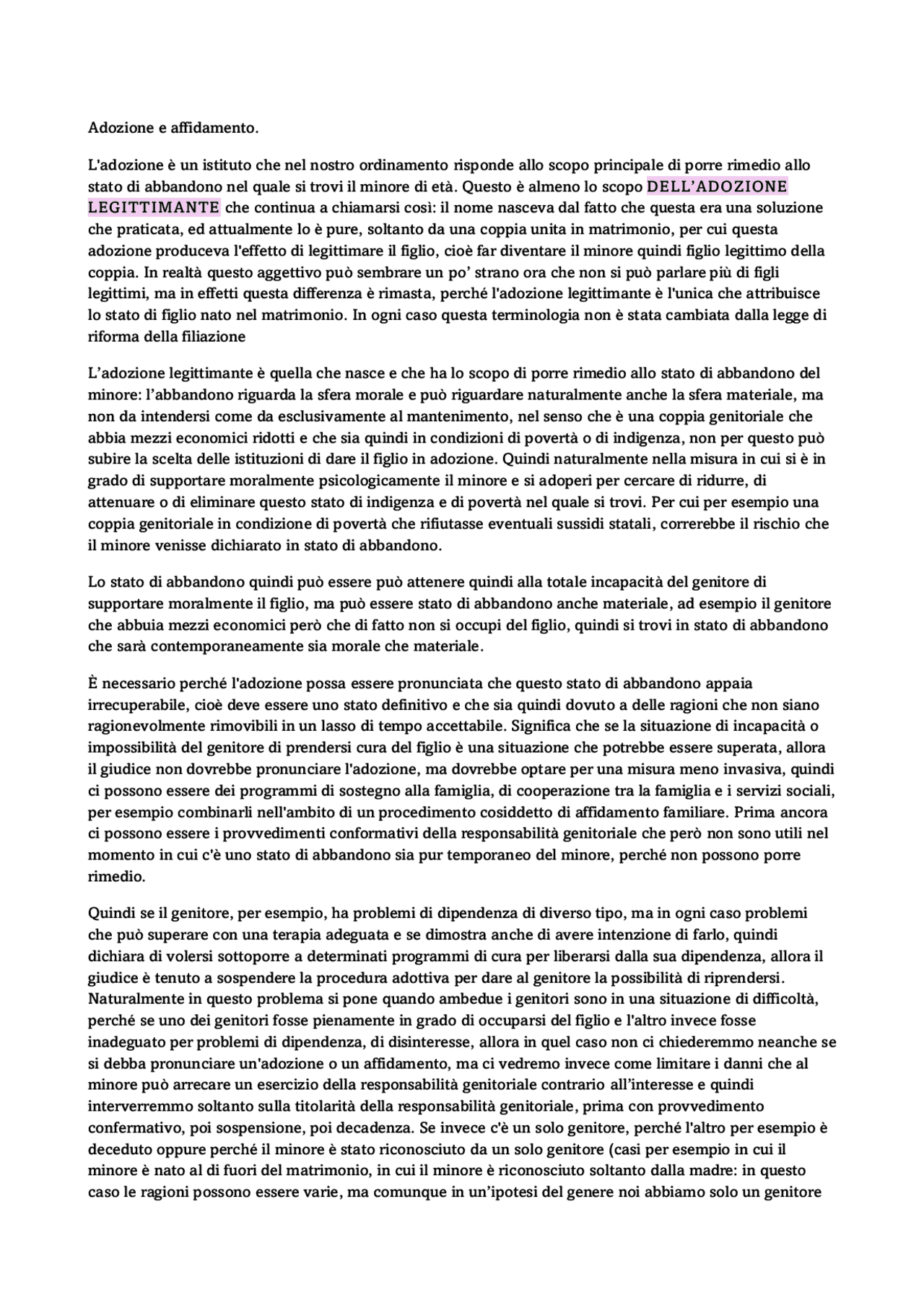 Adozione E Affidamento Docsity