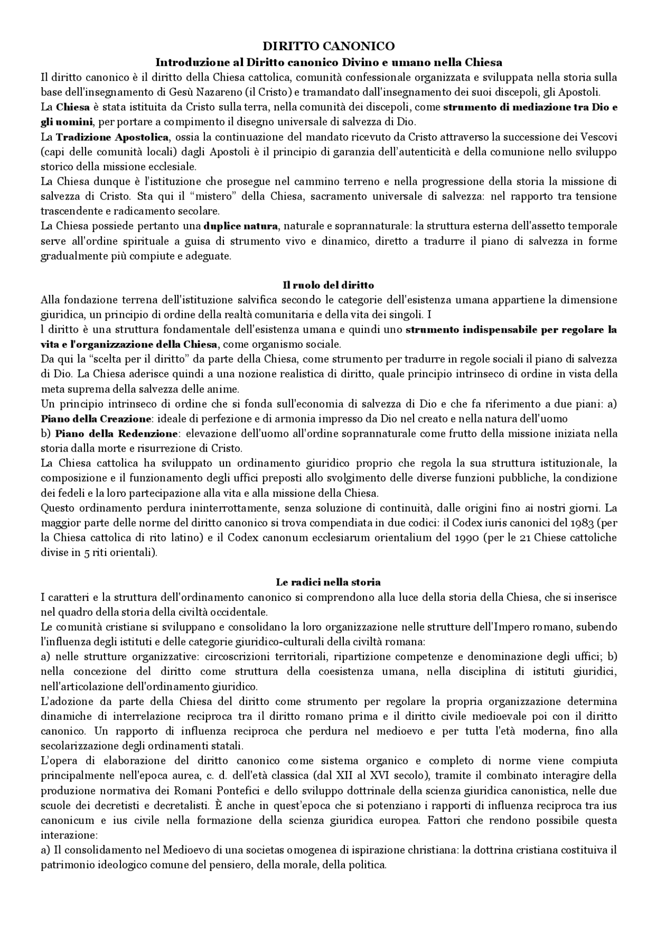 Appunti Lezione Sul Diritto Canonico Docsity