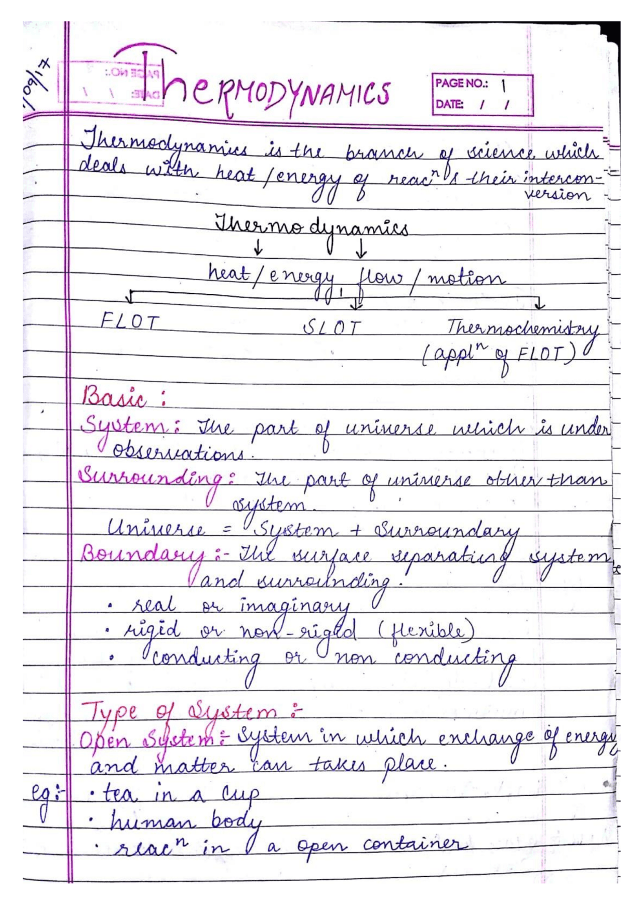 Thermodynamics Handwritten Colorful Complete Notes - Docsity