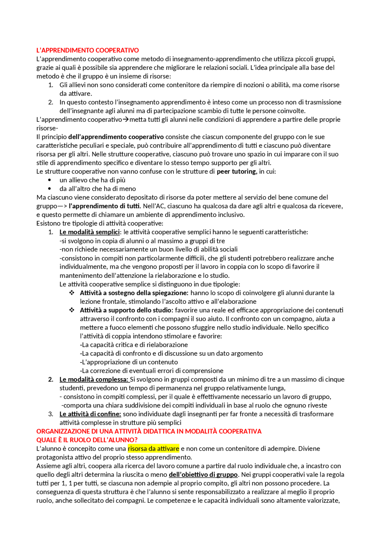 6lapprendimento Cooperativo Appunti Di Didattica Generale E