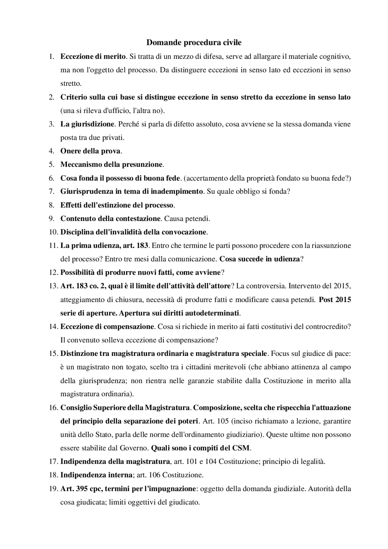 Esame Di Procedura Civile Prove Desame Di Diritto Civile Docsity