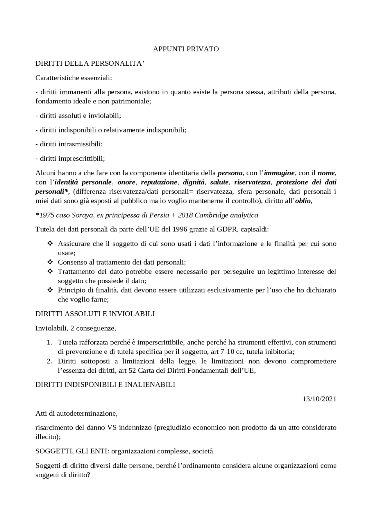 Appunti Diritto Privato Docsity