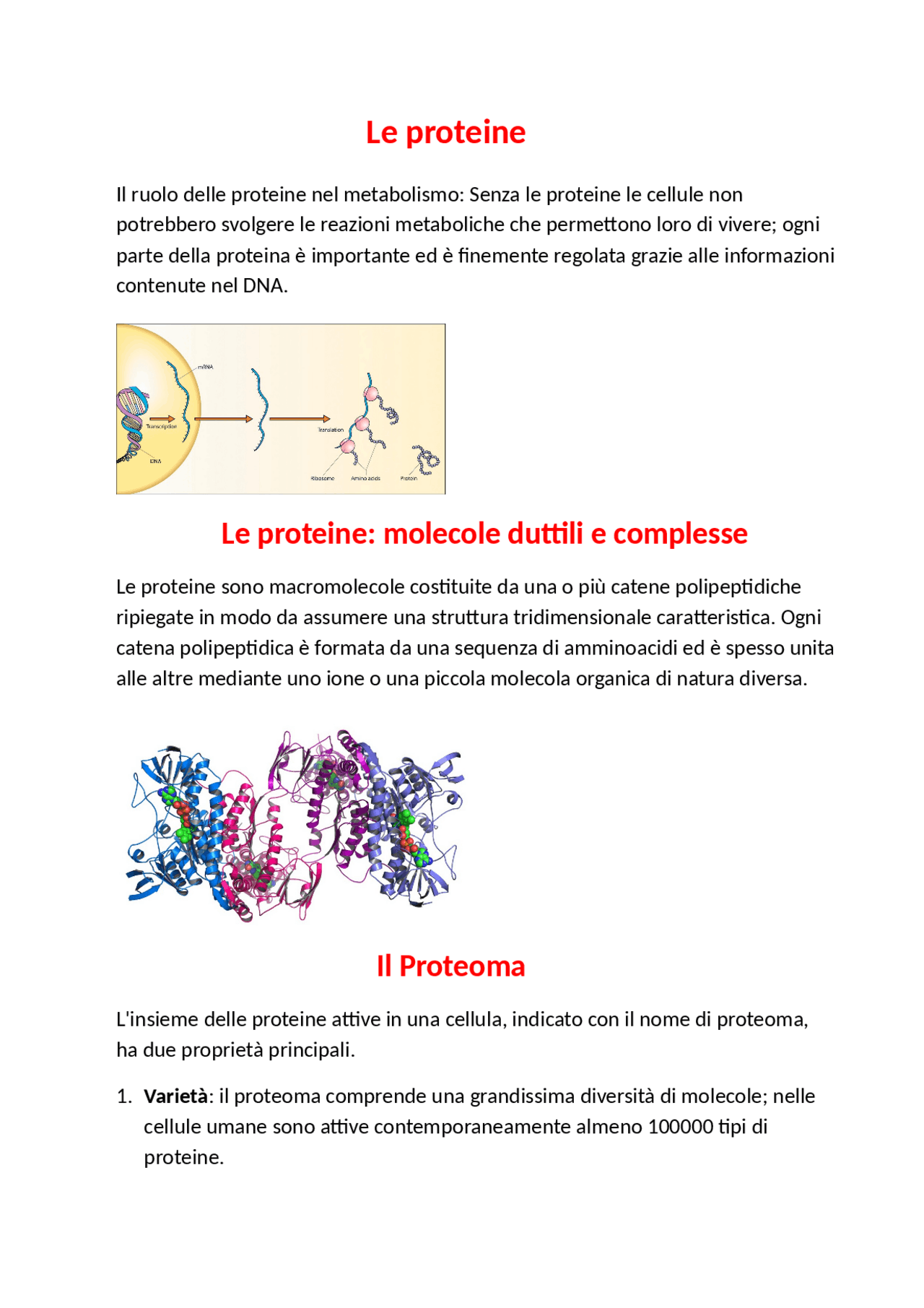 Power Point Sulle Proteine Docsity