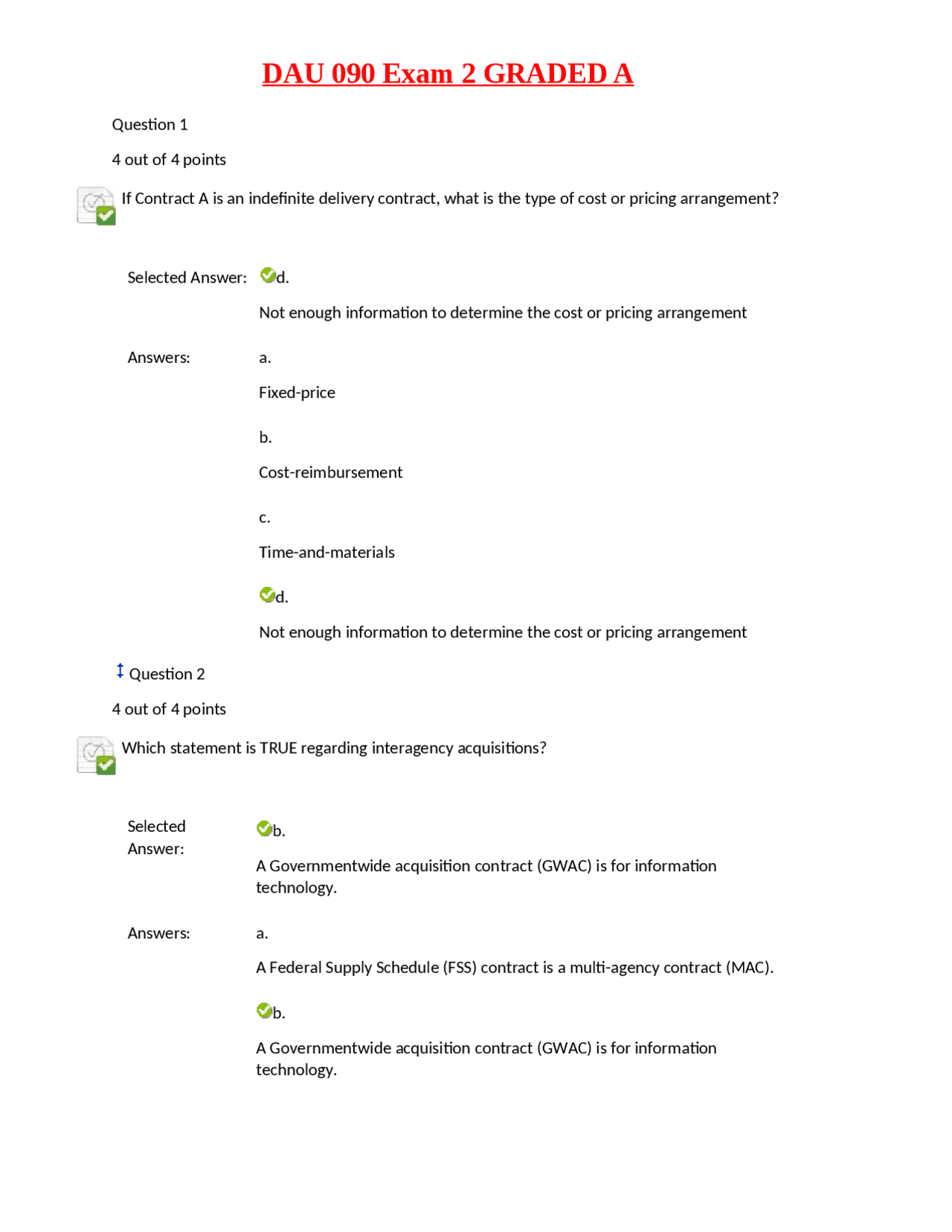 DAU 090 Exam 2 graded A - Docsity