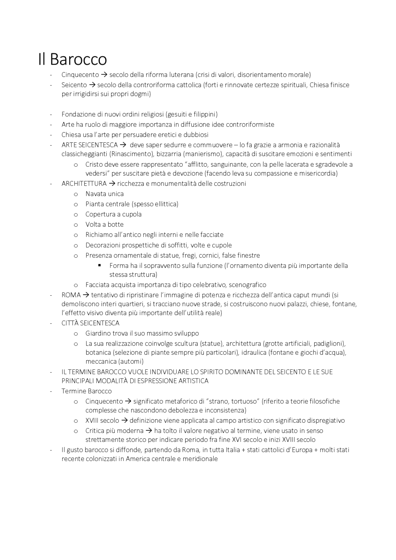 Barocco, gli Incamminati, i Carracci, Caravaggio, Bernini, Borromini, Juvarra - Docsity