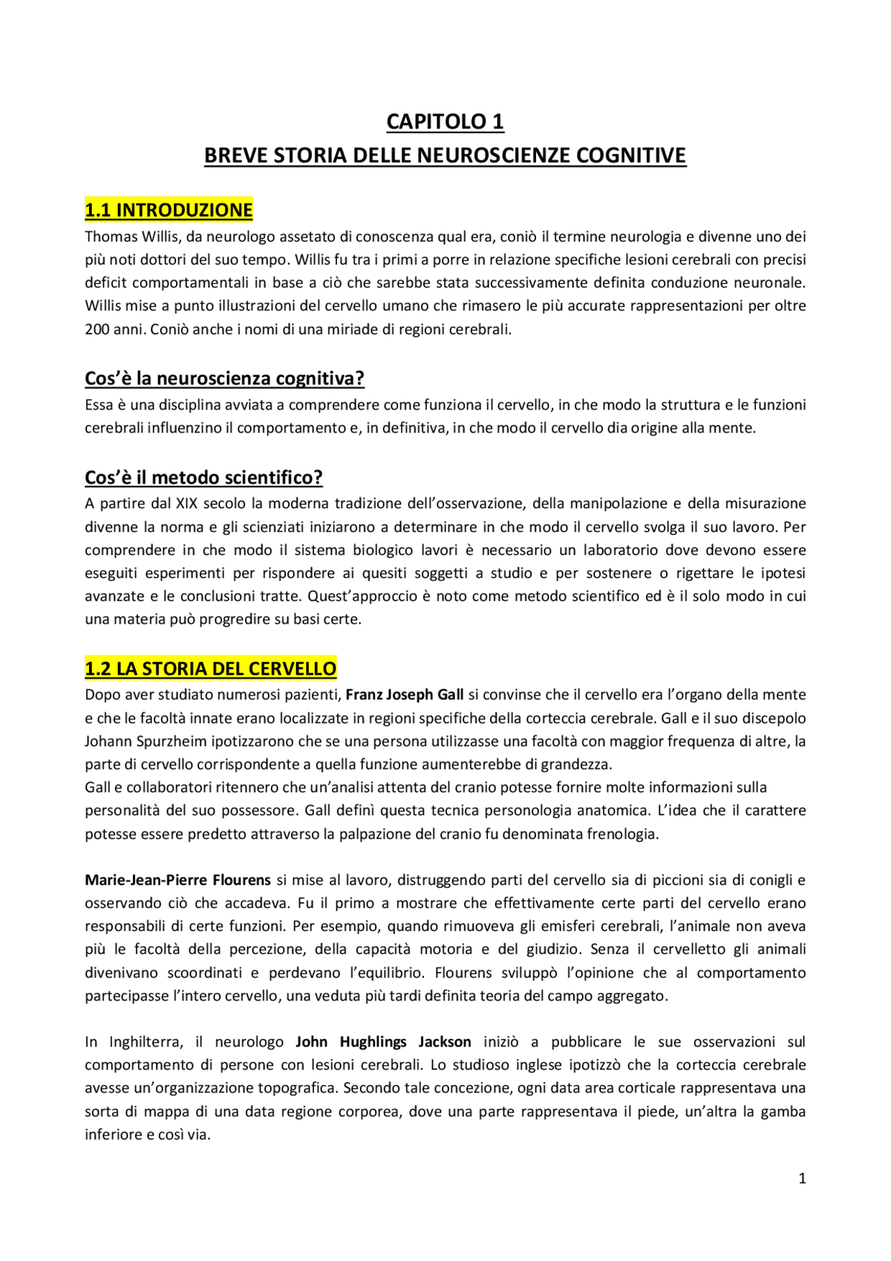 Neuroscienze Cognitive Docsity