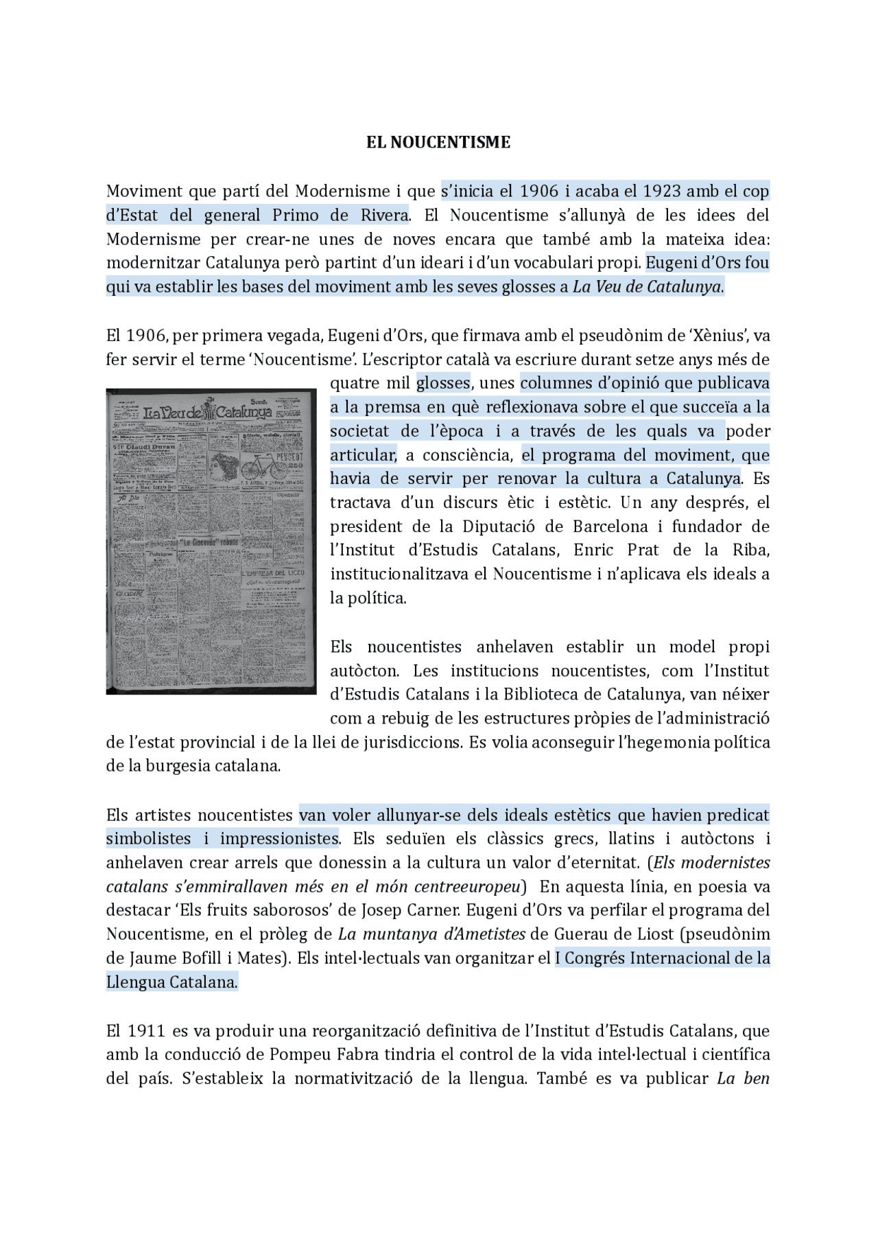 Apuntes Sobre El Noucentisme Apuntes De Catalán Docsity