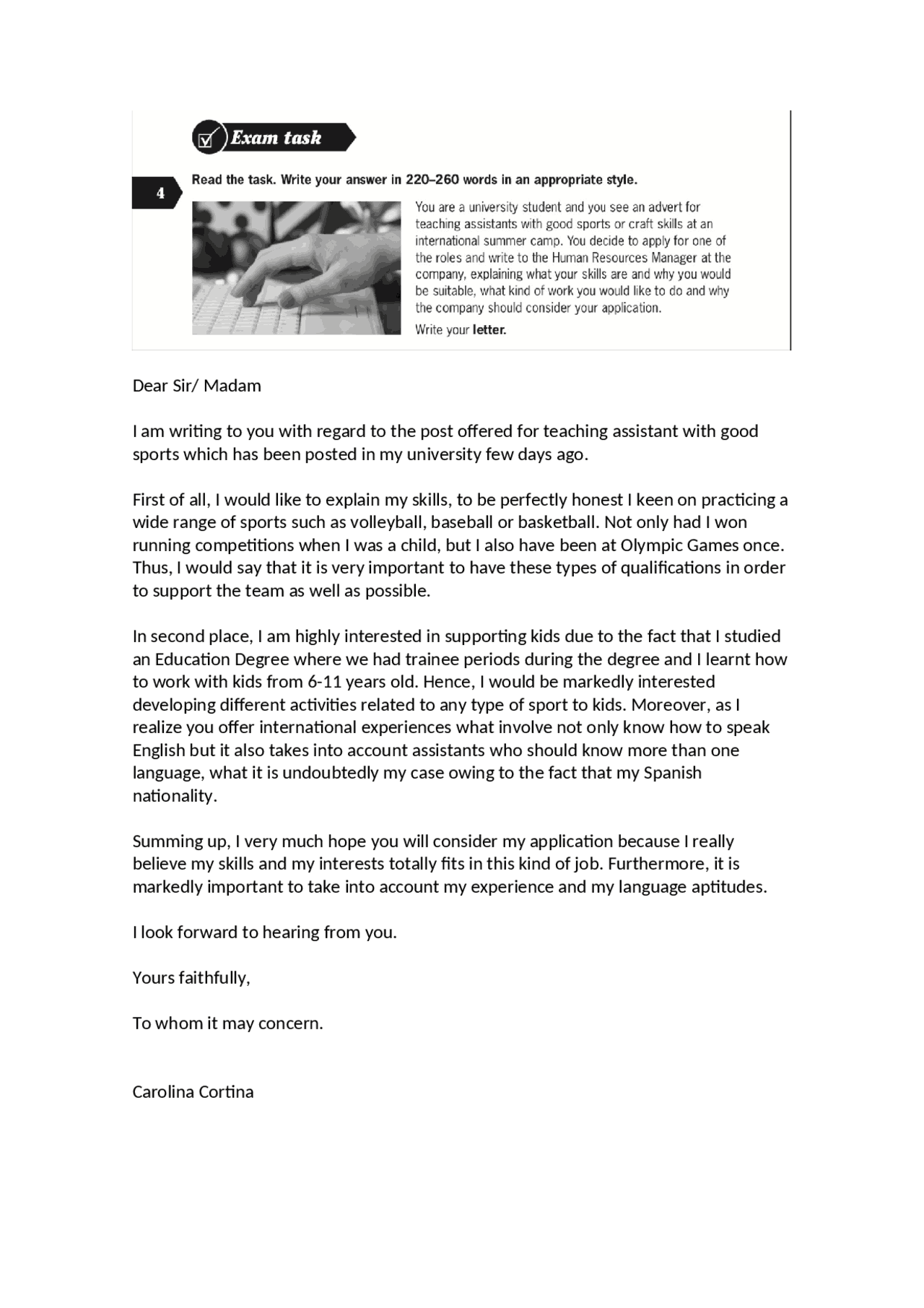 LETTER C1 ADVANCED INGLES - Docsity