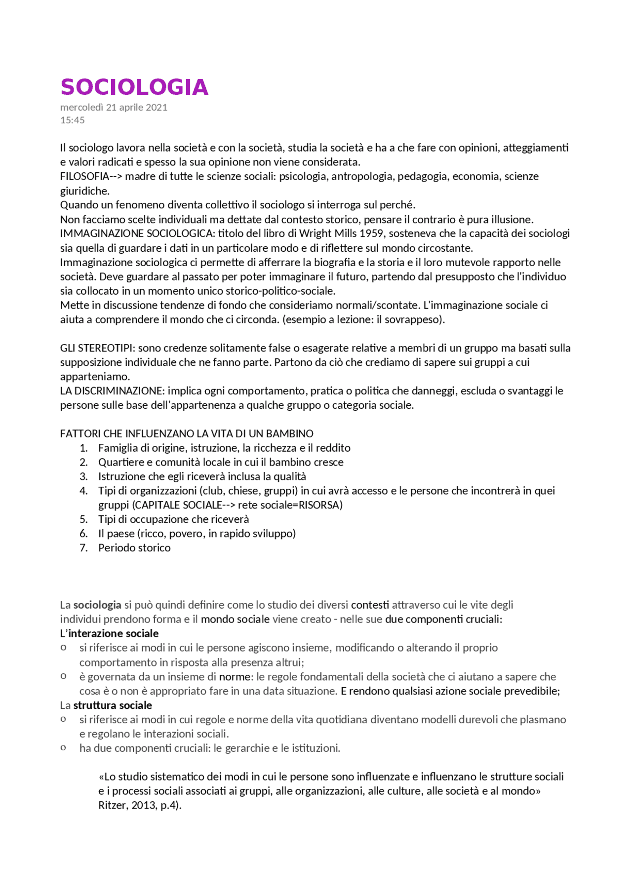 Sociologia Modulo I Ii Iii Sie Docsity