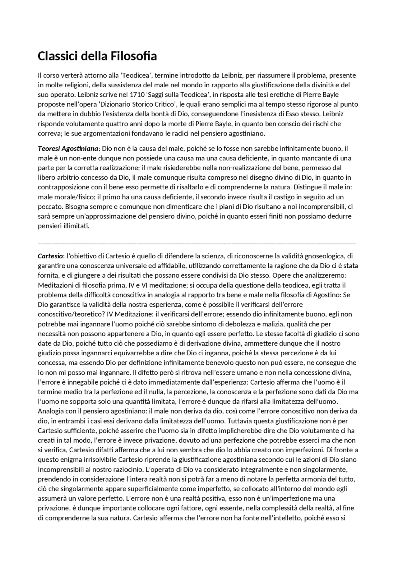 Riassunto Corso Classici Della Filosofia Docsity