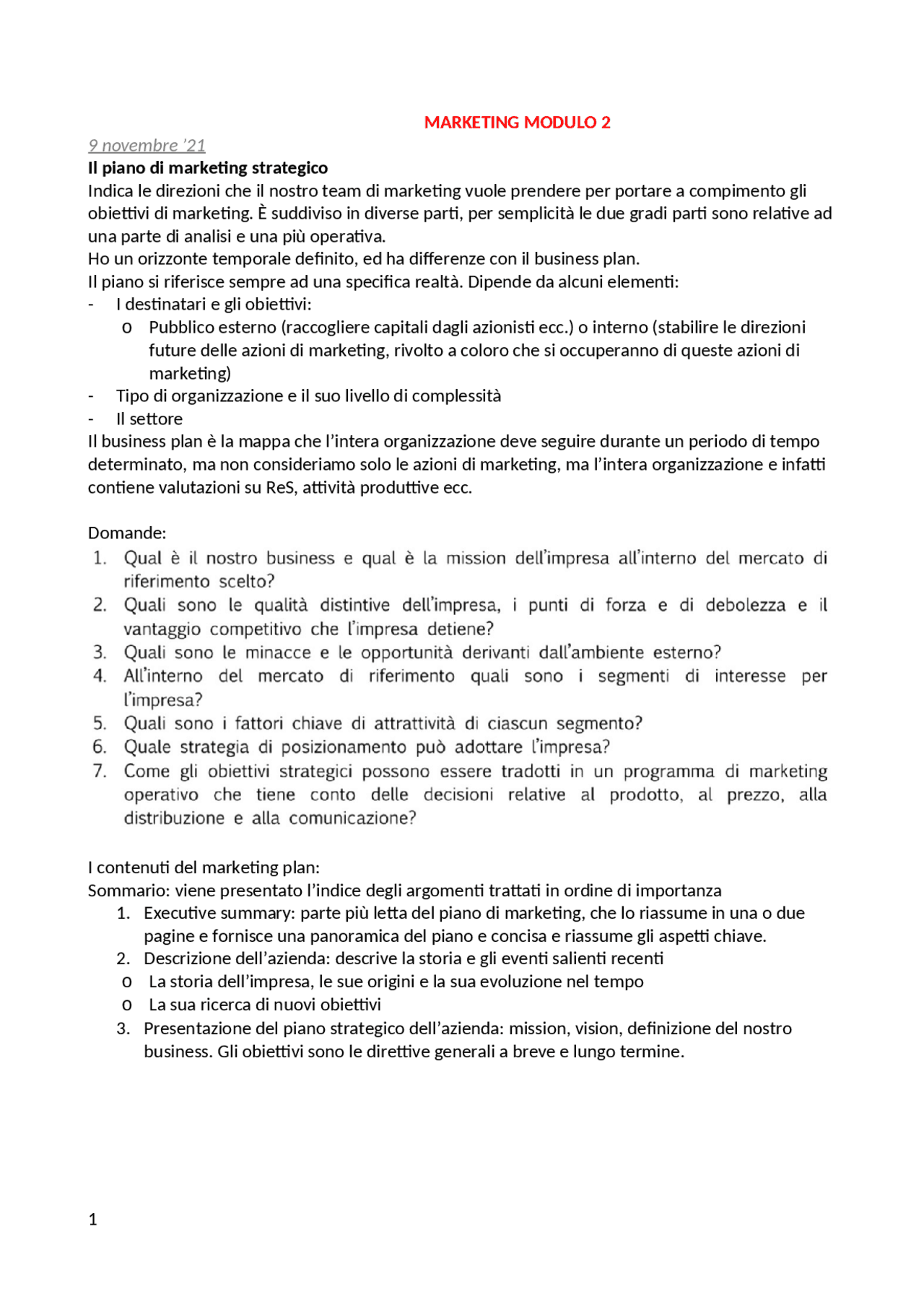 Appunti Marketing Modulo2 Appunti Di Marketing Docsity