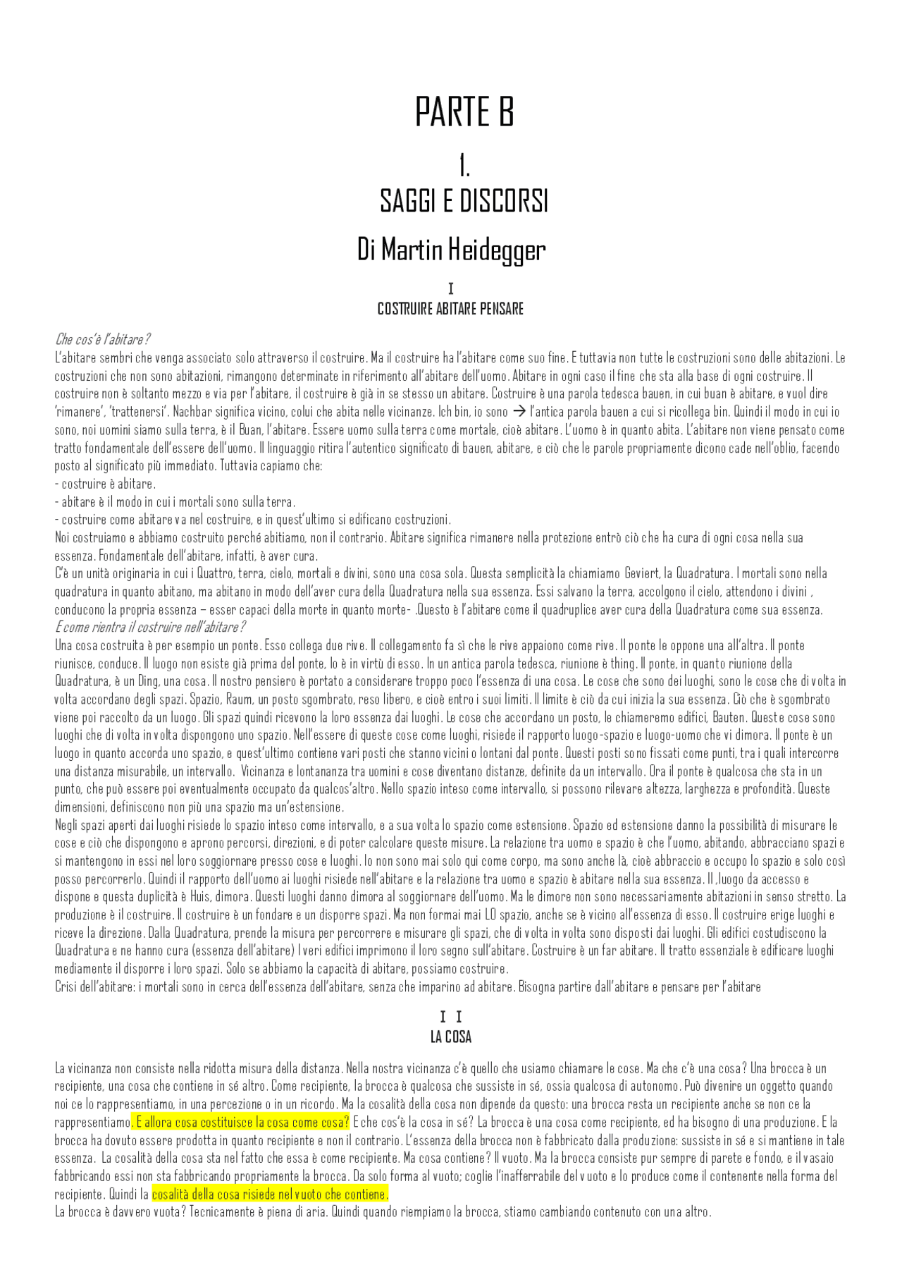 Saggi E Discorsi Di Heidegger Docsity