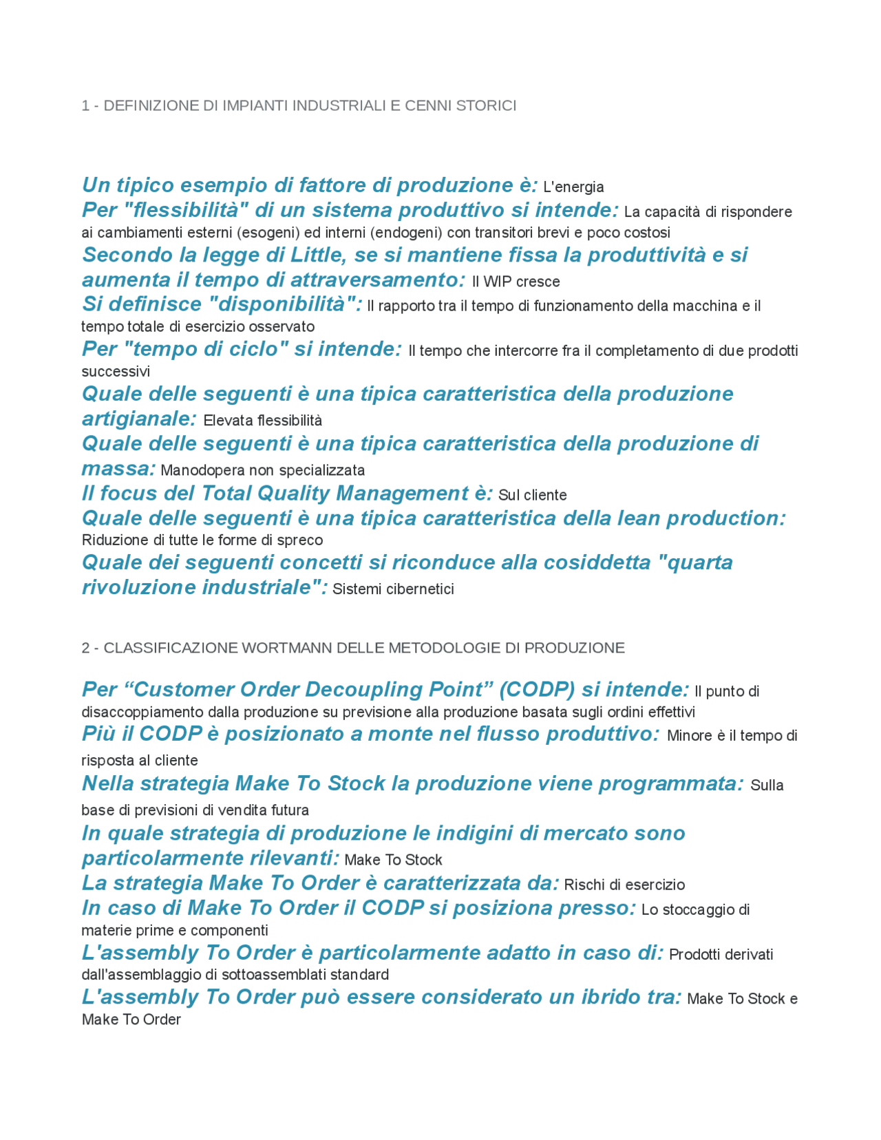 Impianti Industriali E Sistemi Produttivi Base Docsity