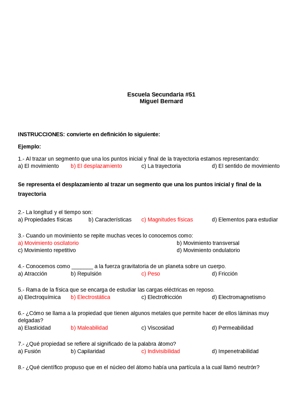 Examen Diagnostico Química Exámenes Selectividad De Química Docsity