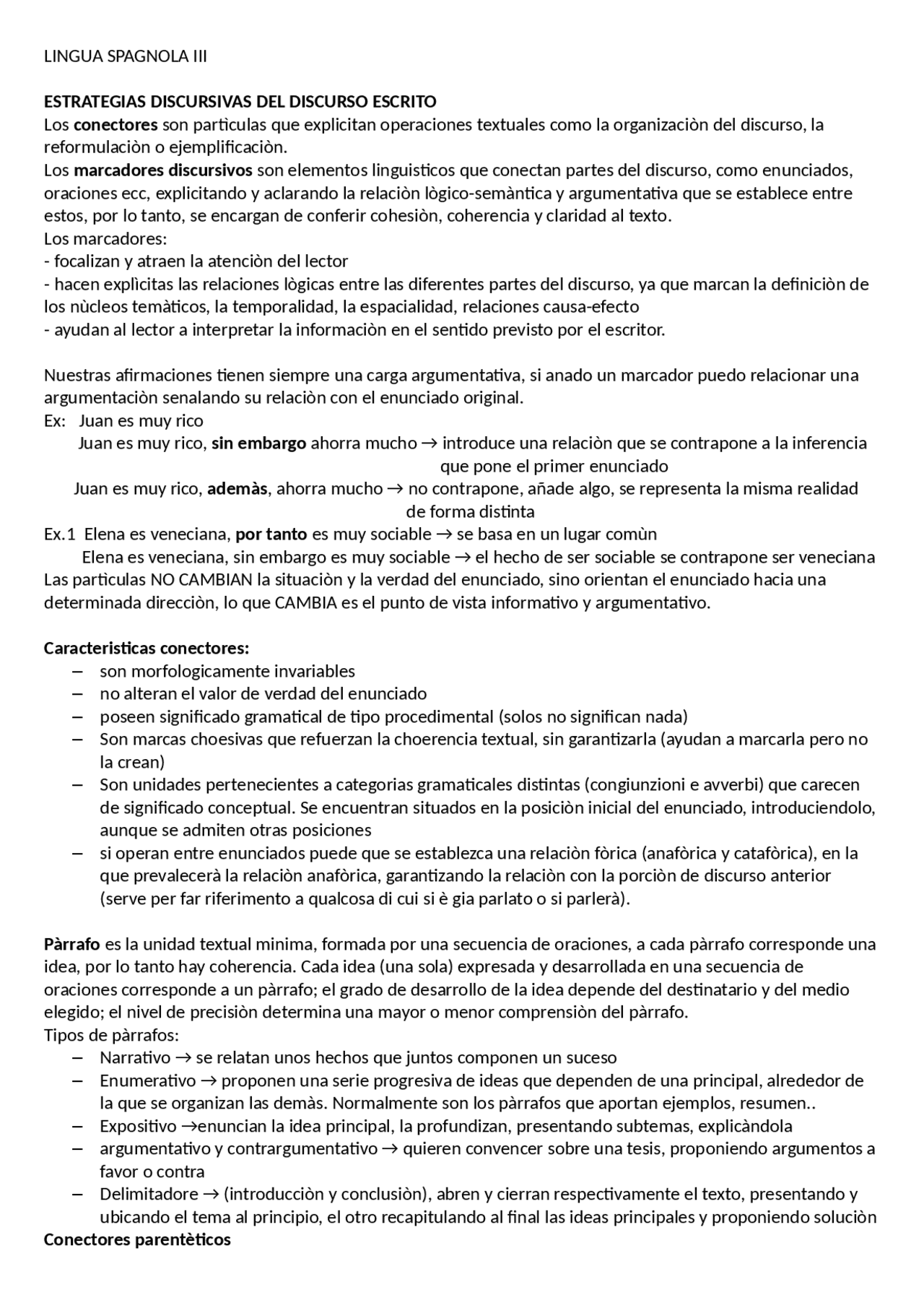 Lingua Spagnola Iii Appunti Prof Chierichetti Docsity