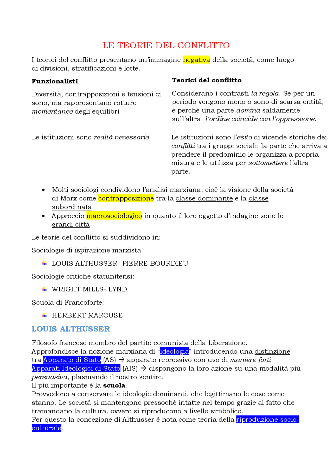Teorie Del Conflitto Appunti Di Sociologia Docsity