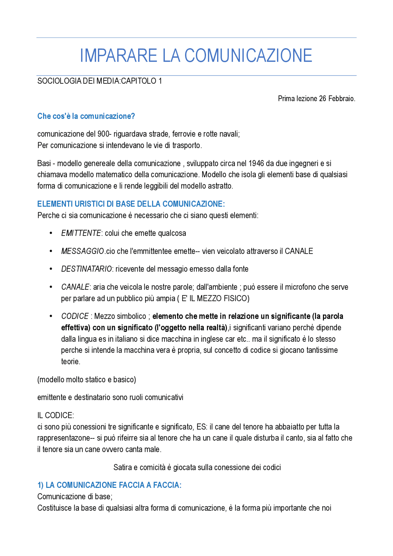 Imparare La Comunicazione Docsity