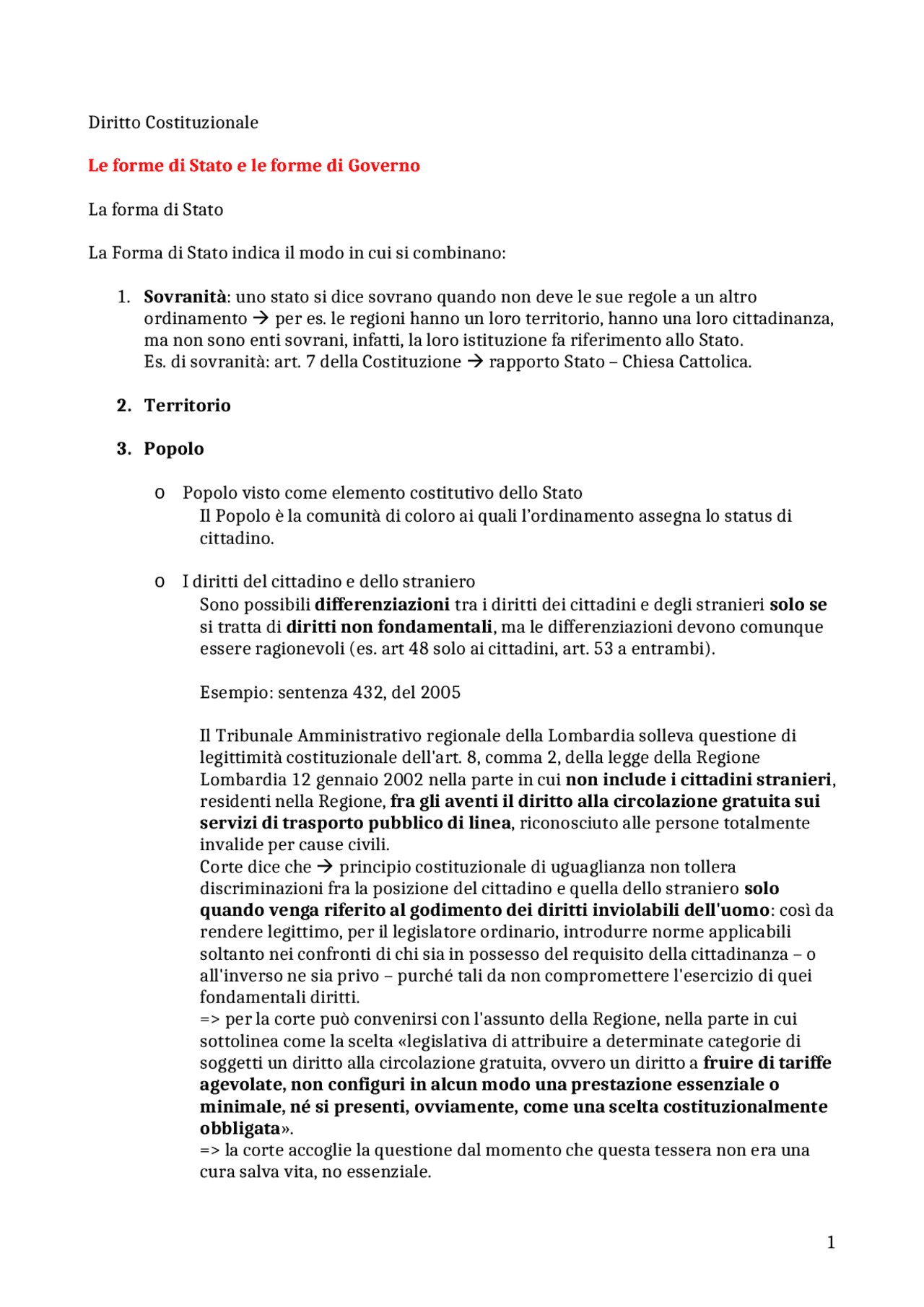 Diritto Costituzionale Docsity