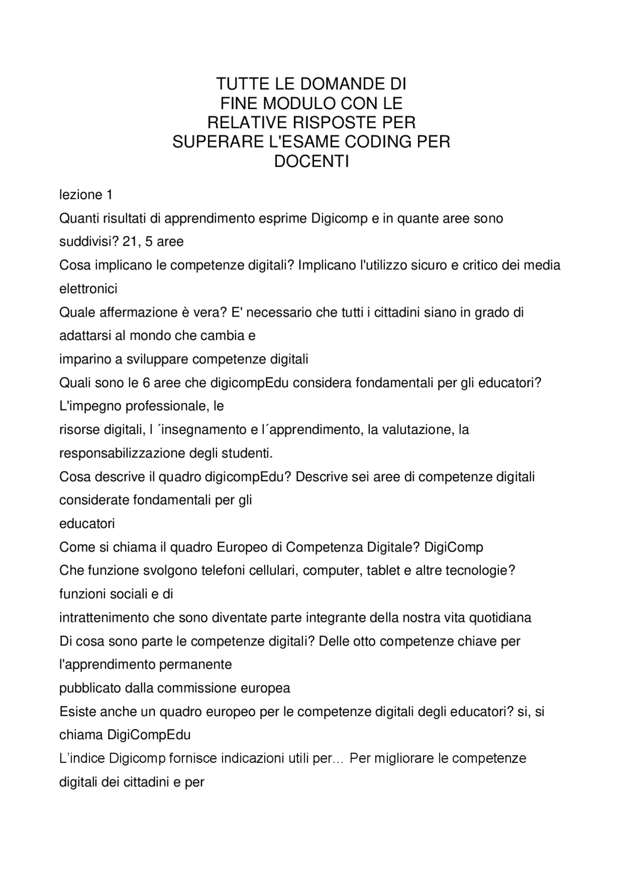 Domande Esame Coding Agape Prove Desame Di Information Technology