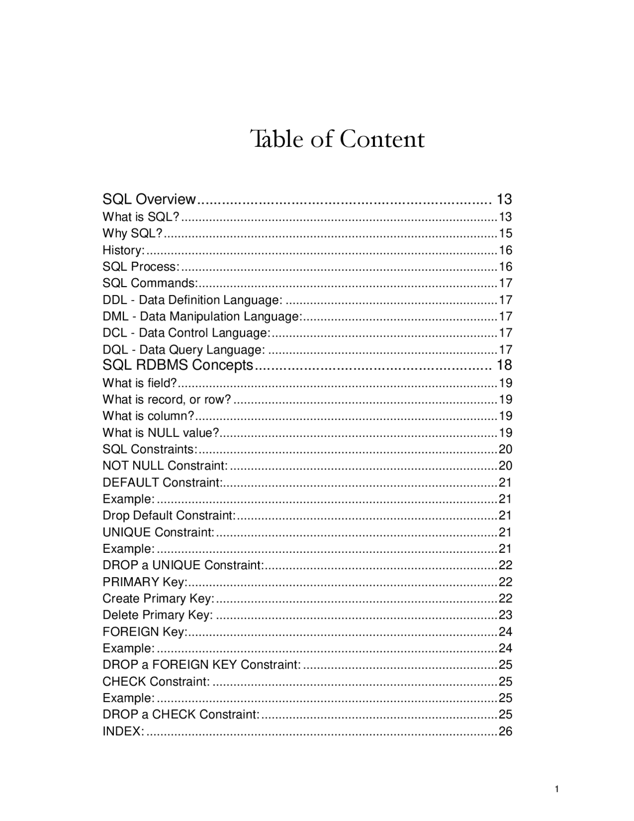 Sql Oracle Short Book Docsity