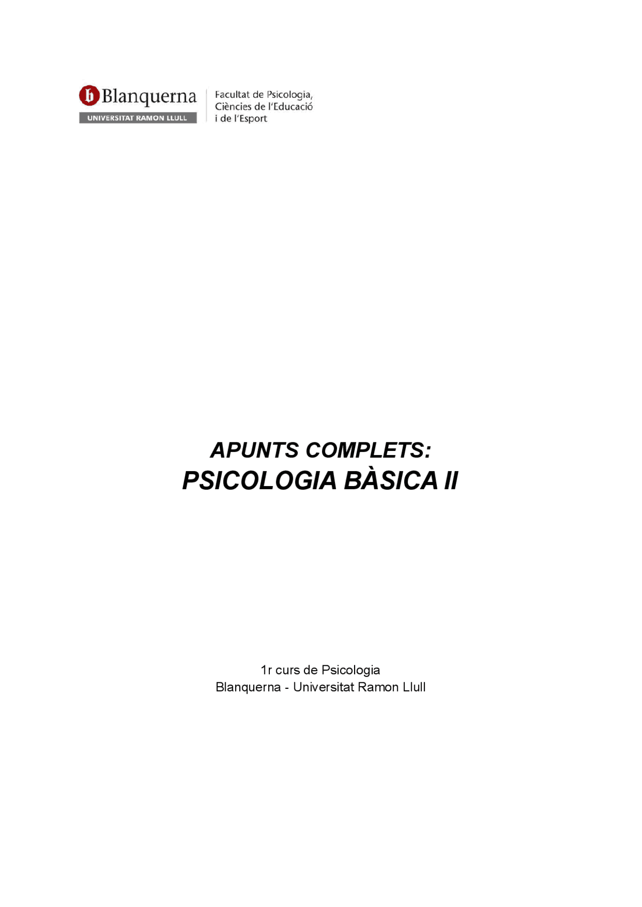Psicologia Bàsica 2 Apunts Complets I Clars Docsity